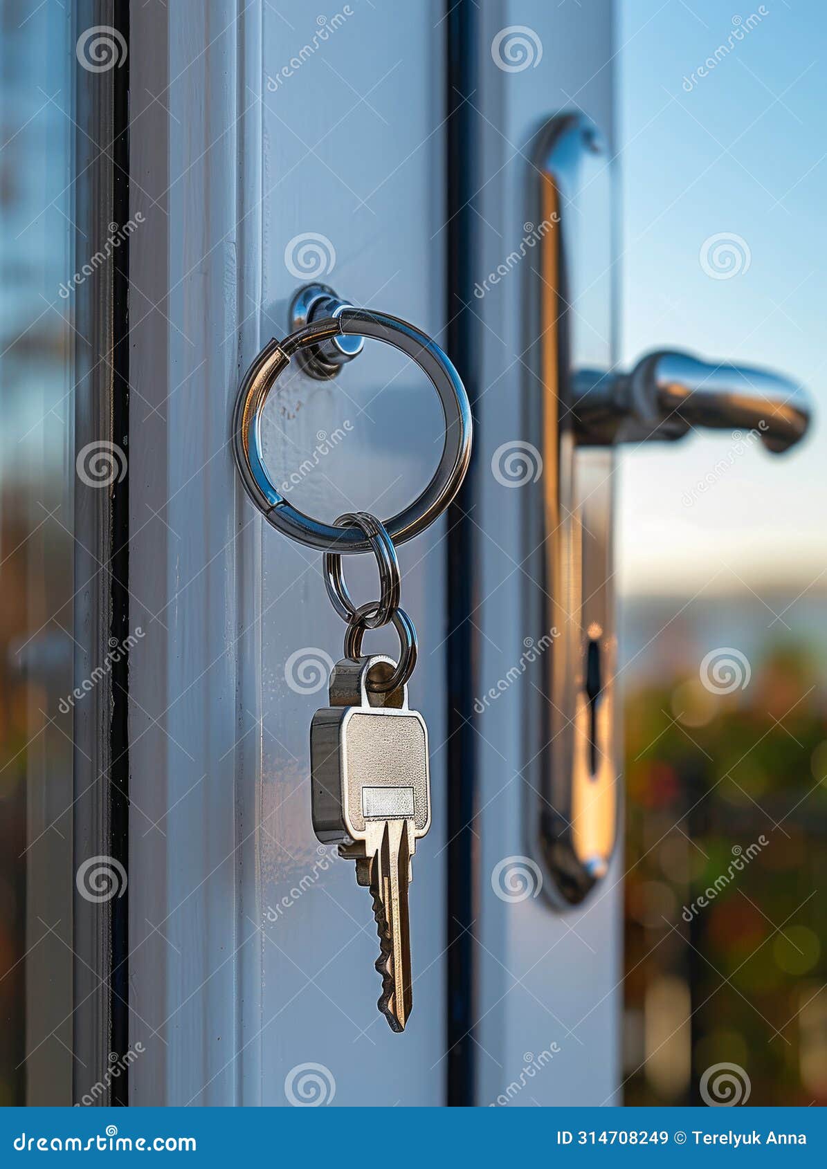 Key in Door and Keychain with House Number Stock Image - Image of ...