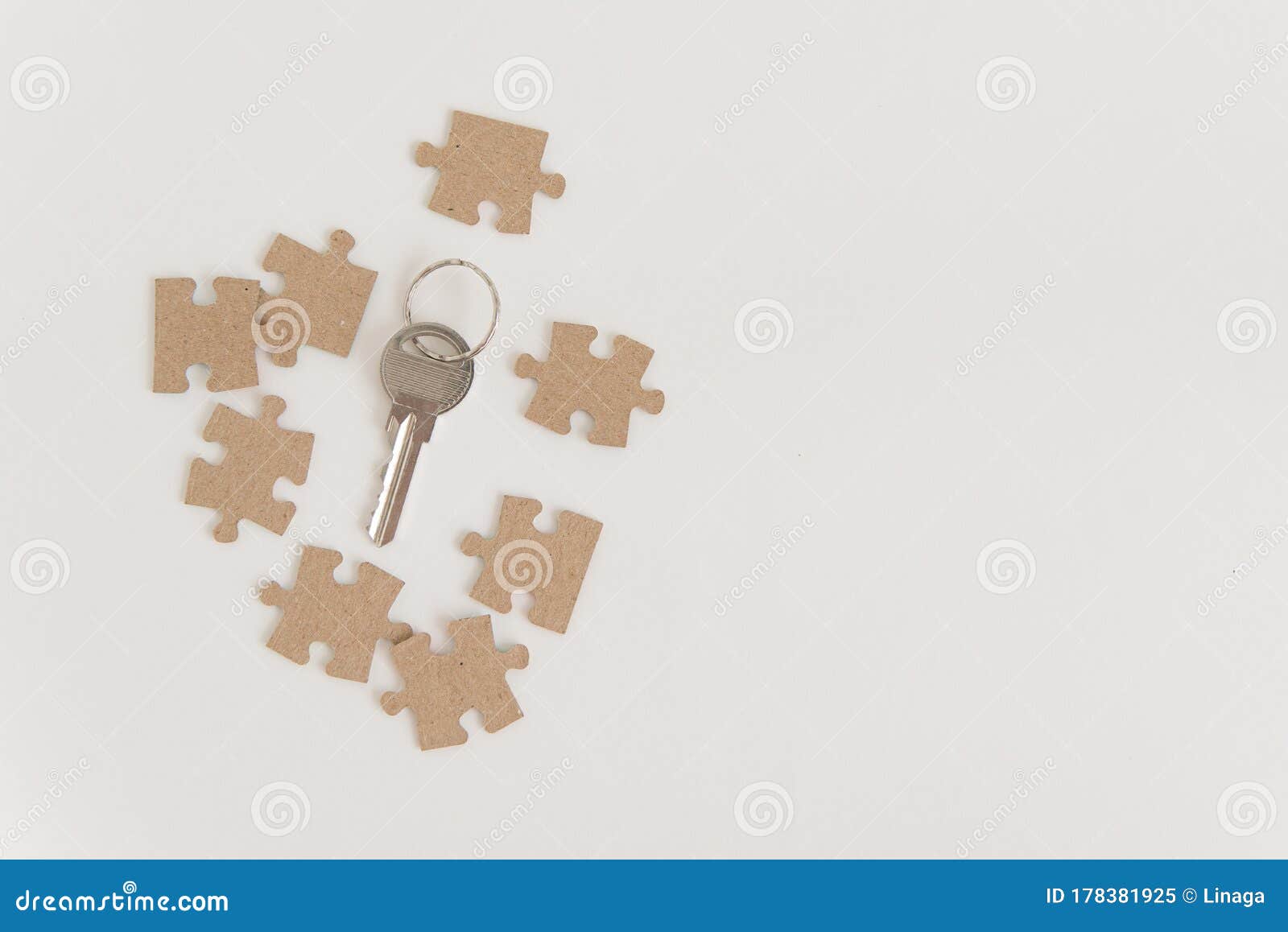 Key and Eight Pieces of Jigsaw Puzzle Stock Image - Image of piece ...
