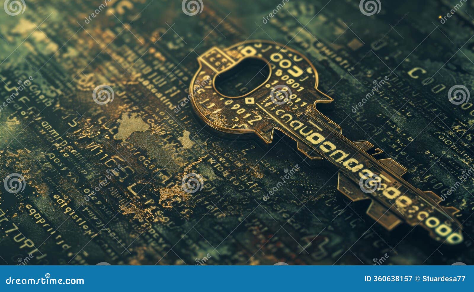 Key with Embedded Code on Cybersecurity-Themed Background Stock Image ...