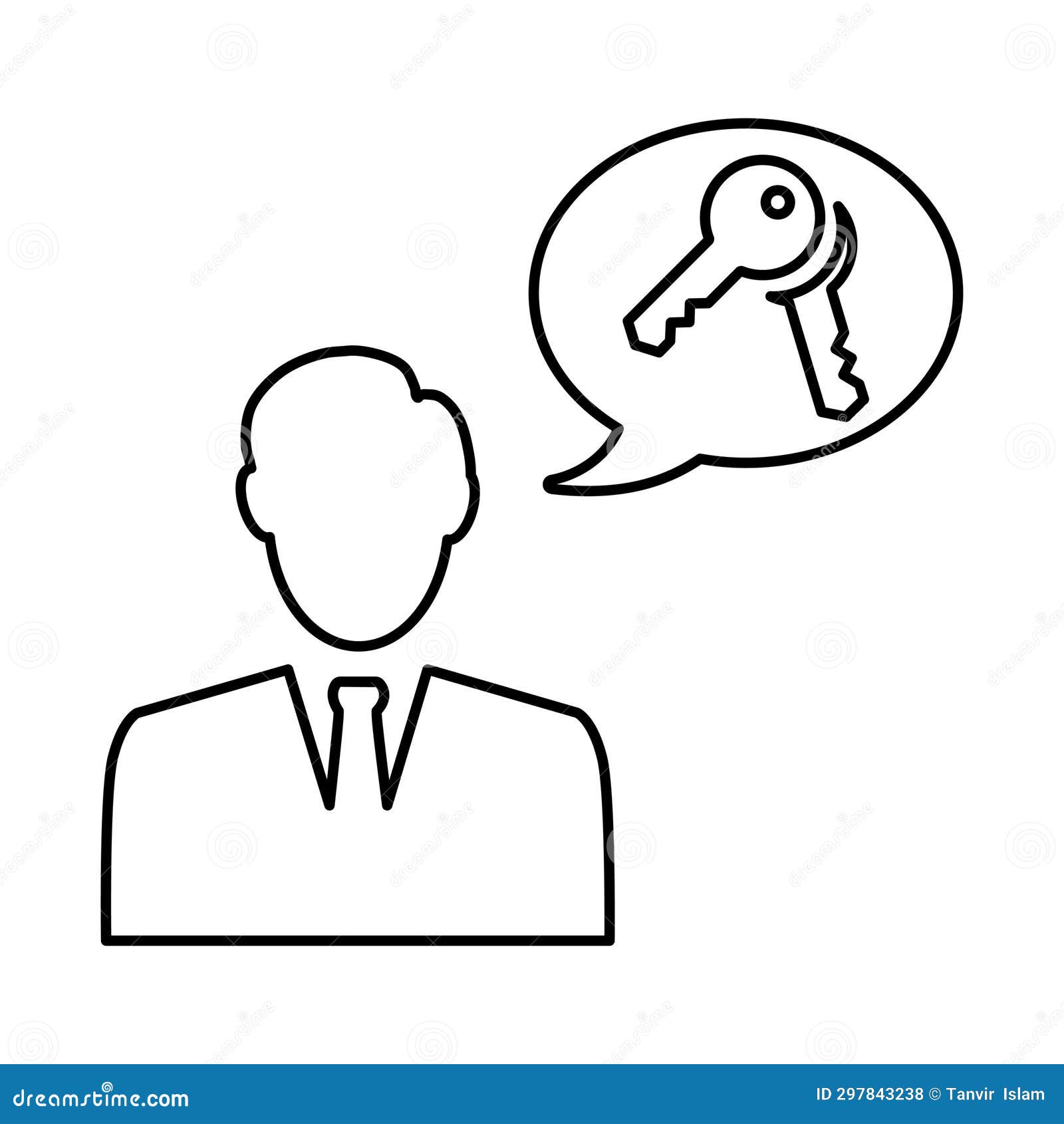 Key Employee Icon in Outline Style Stock Illustration - Illustration of ...