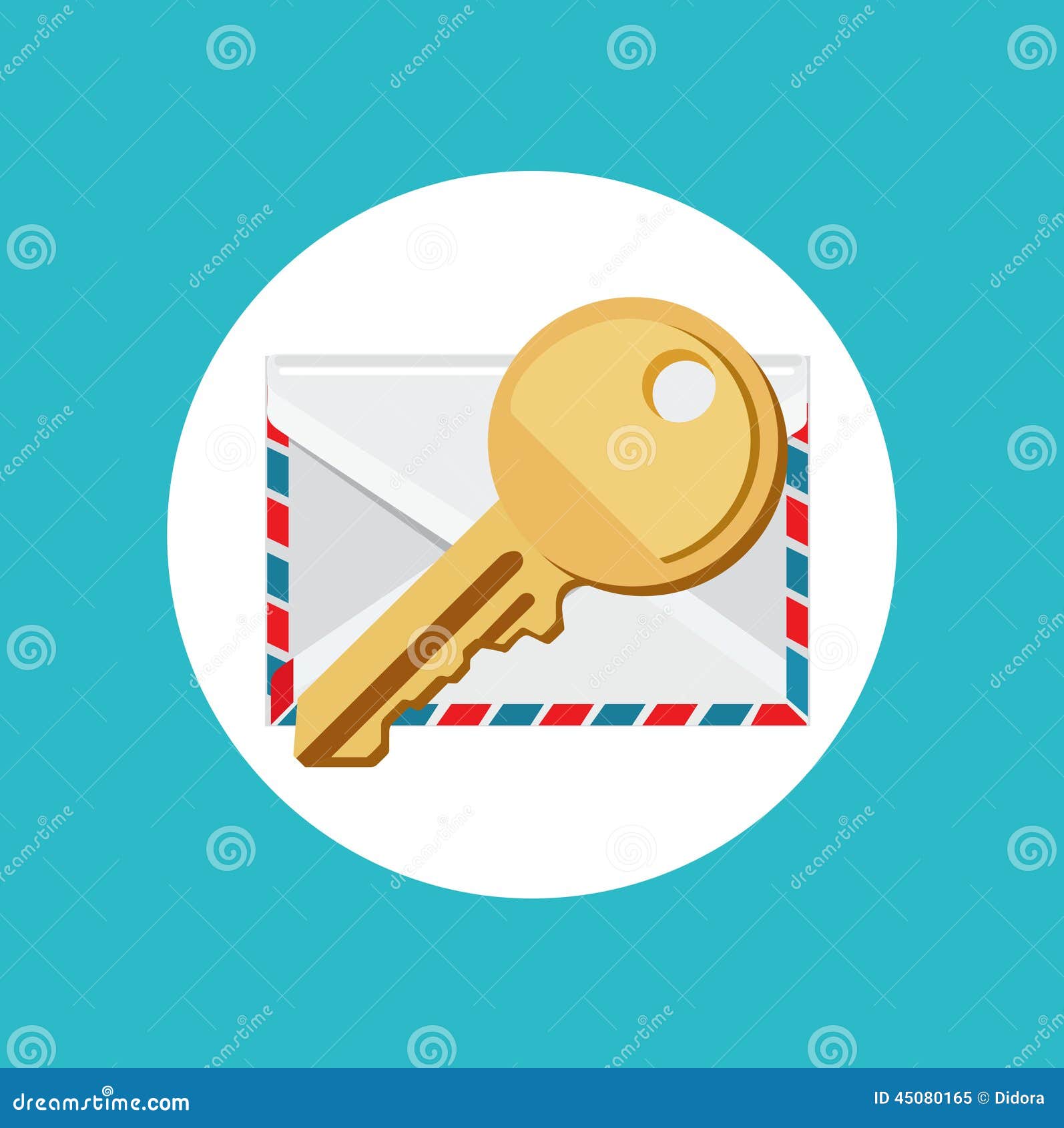 Key with Envelope Flat Design Vector Stock Vector - Illustration of ...
