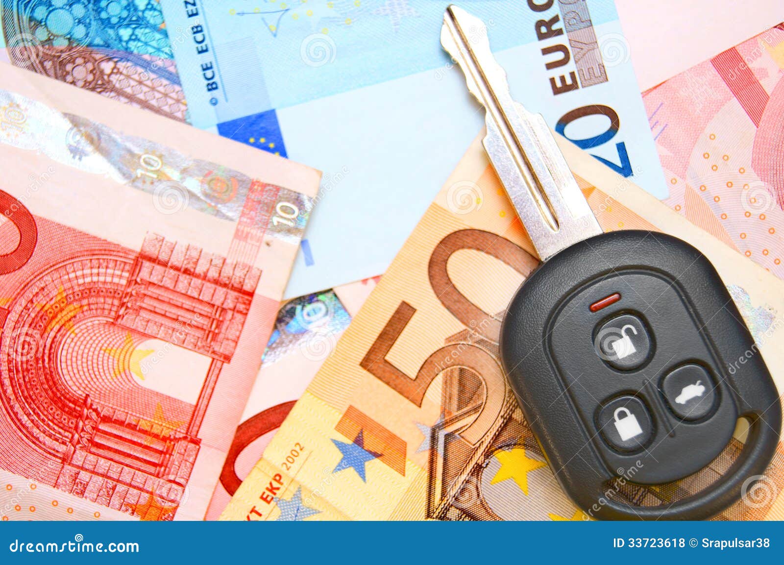 Key on euro banknotes. stock photo. Image of isolated - 33723618