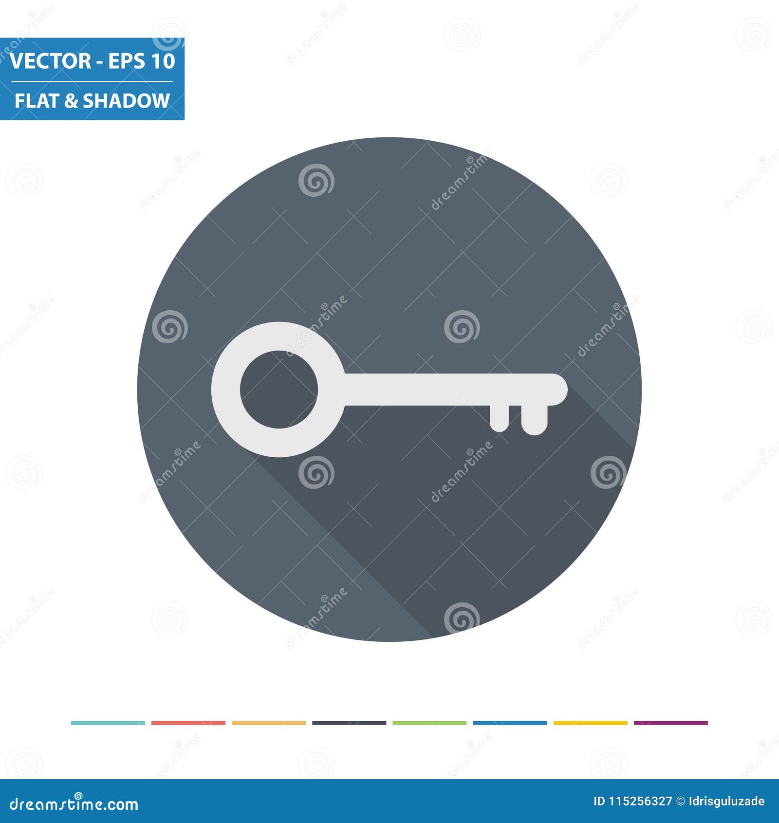 Key Flat Icon with Long Shadow. Stock Vector - Illustration of shadow ...