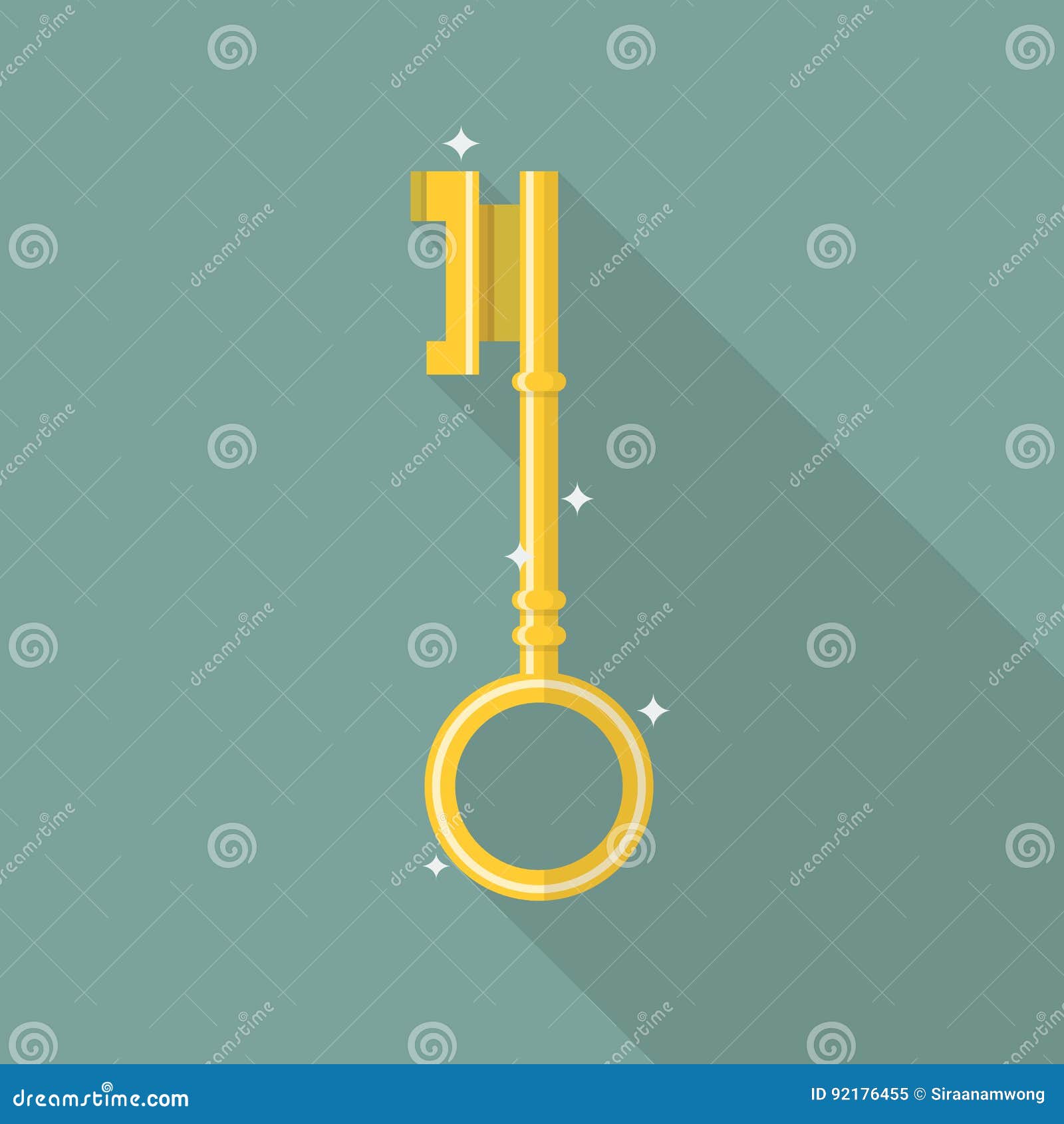 Key in flat style icon stock vector. Illustration of golden - 92176455