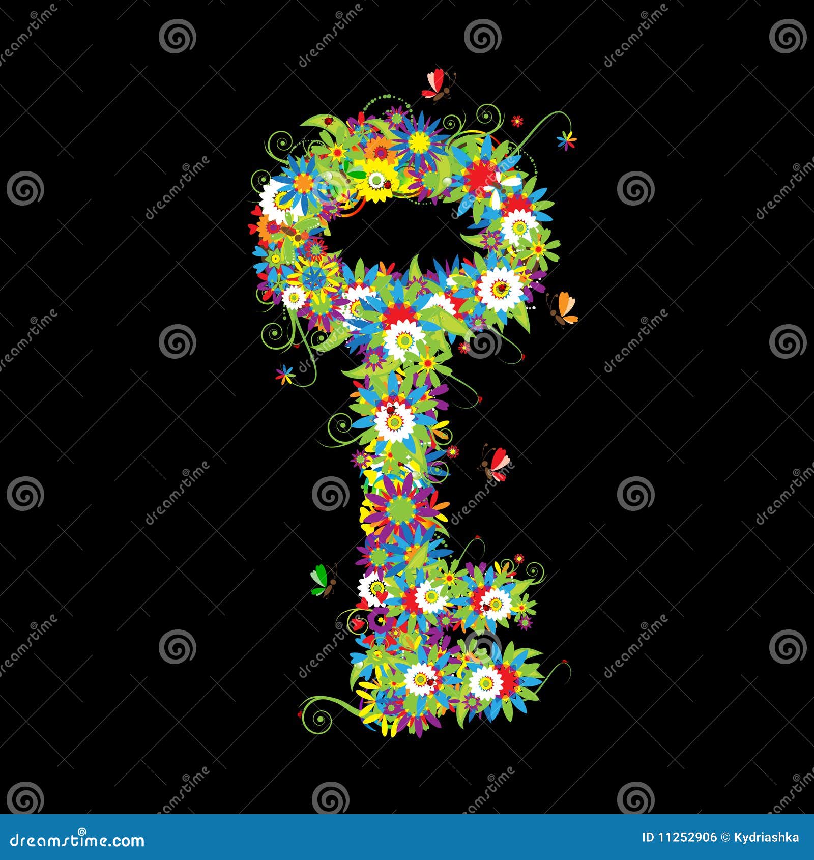 Key, floral style. stock vector. Illustration of drawing - 11252906