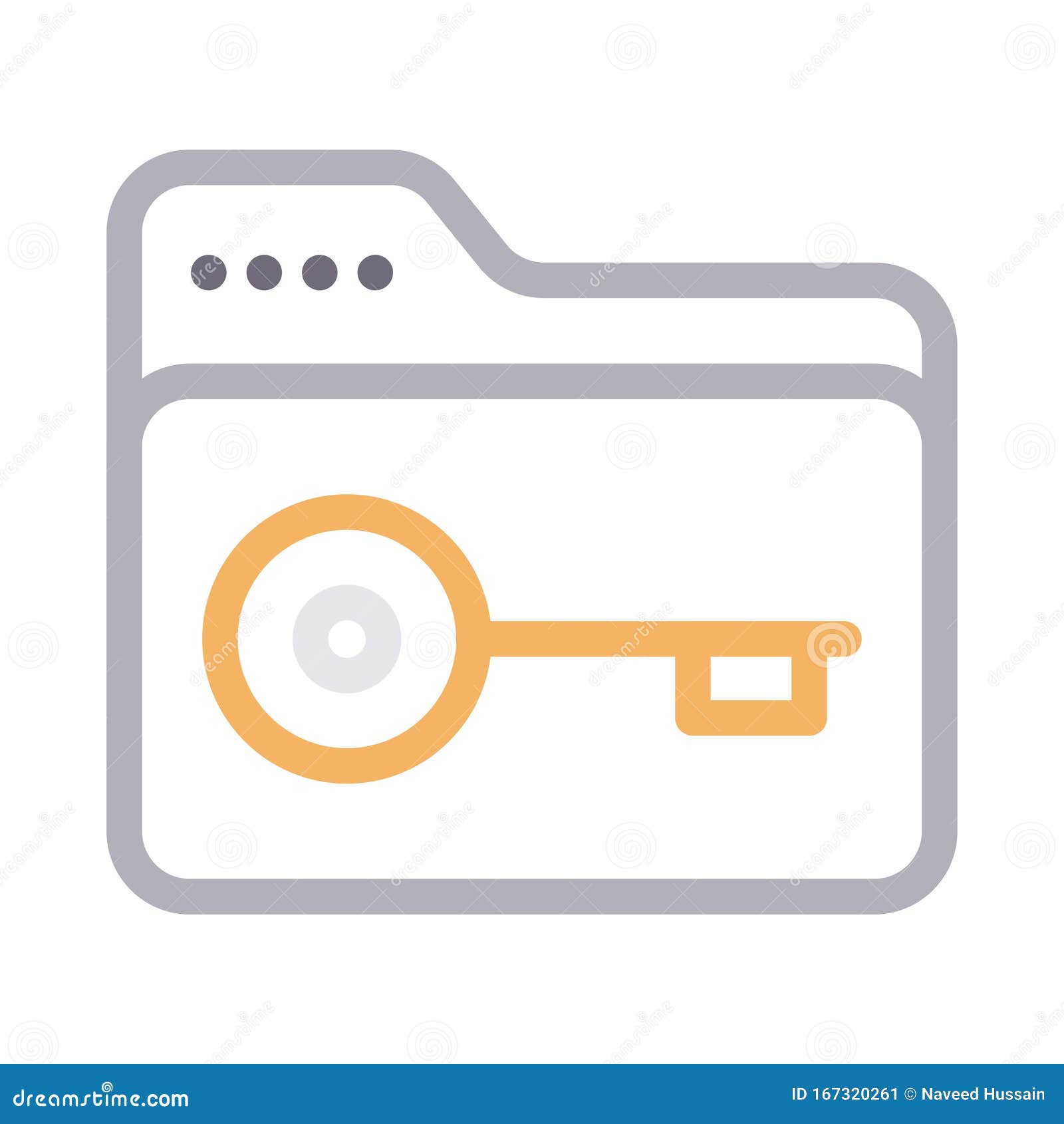 Key Folder Vector Color Line Icon Stock Vector - Illustration of close ...