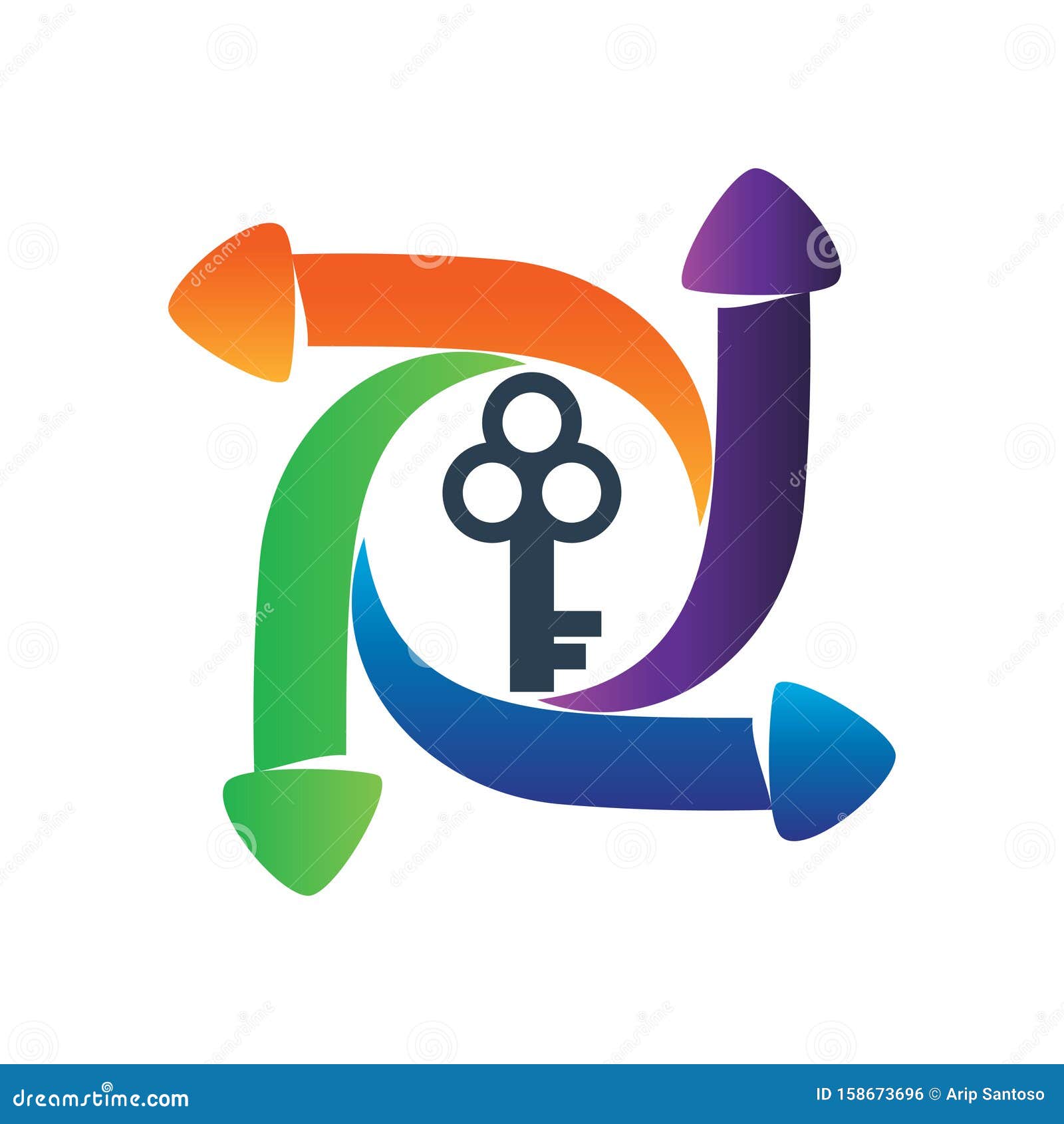 Key Four Arrow Direction Vector Color Isolated Stock Vector ...