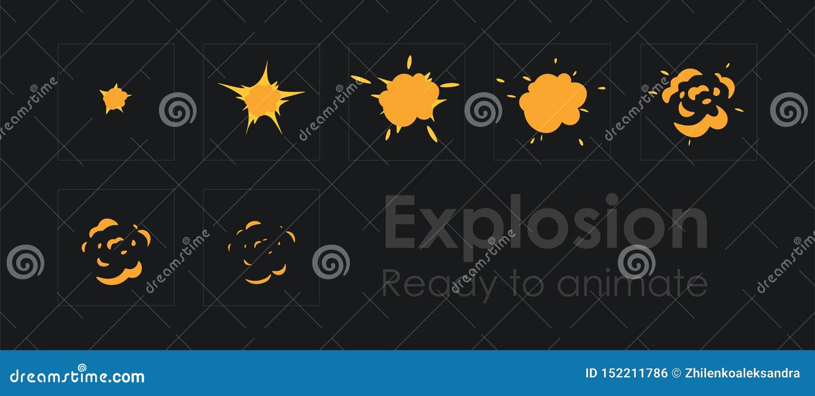 Key Frames of Bomb Explosion. Cartoon Illustration in Vector Style ...