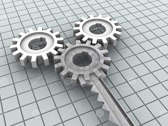 Key and gear. stock illustration. Illustration of confidence - 3225293