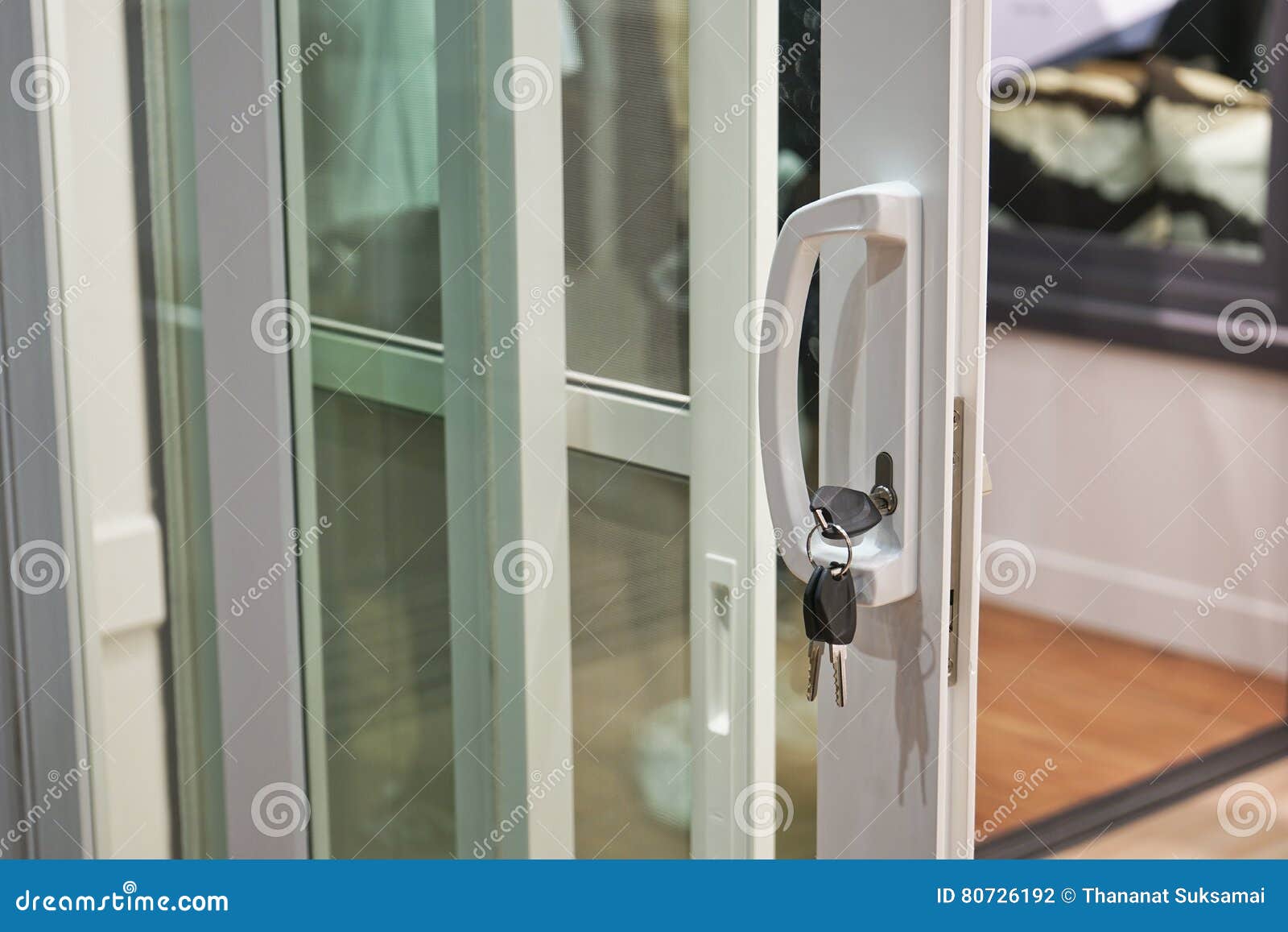 Key and glass door. stock photo. Image of office, stainless - 80726192