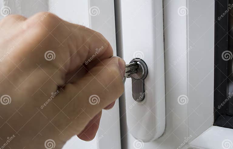 Key going into a lock stock image. Image of closeup, contemporary ...