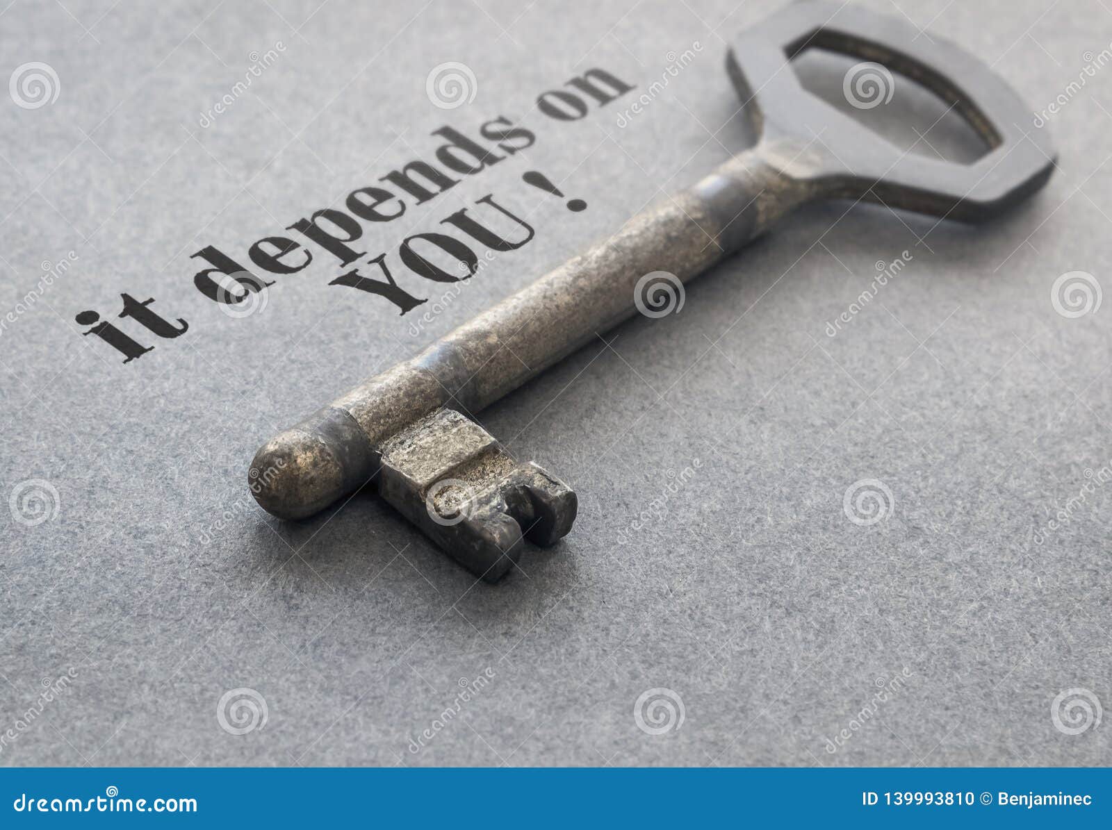 Key on a gray background stock photo. Image of right - 139993810