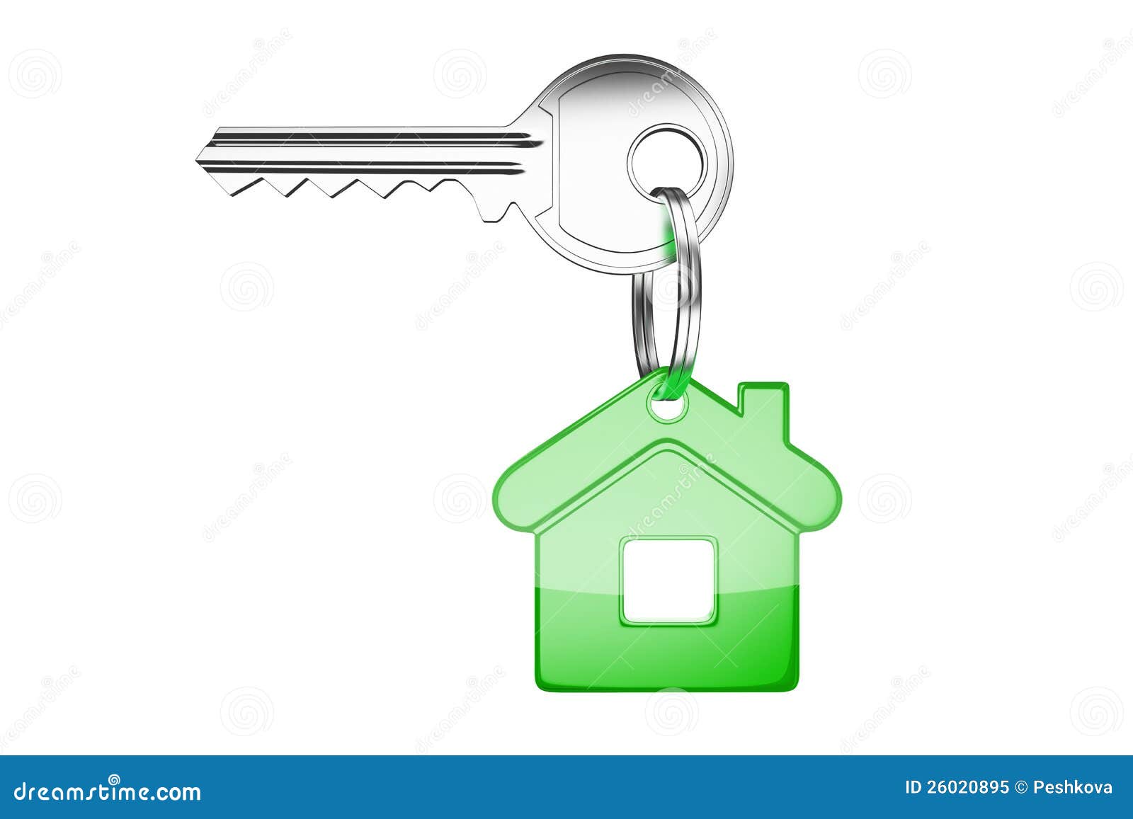 Key with green key chain stock illustration. Illustration of ...