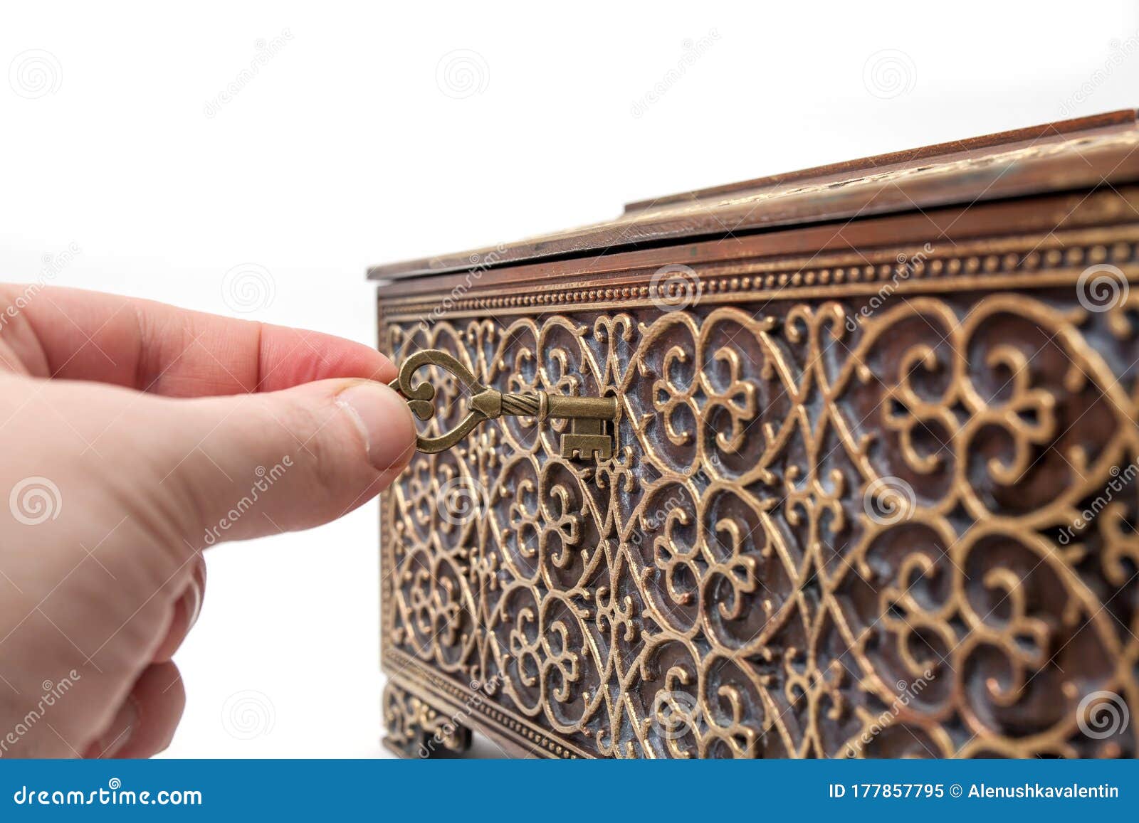 Key in hand can open a box stock image. Image of lock - 177857795