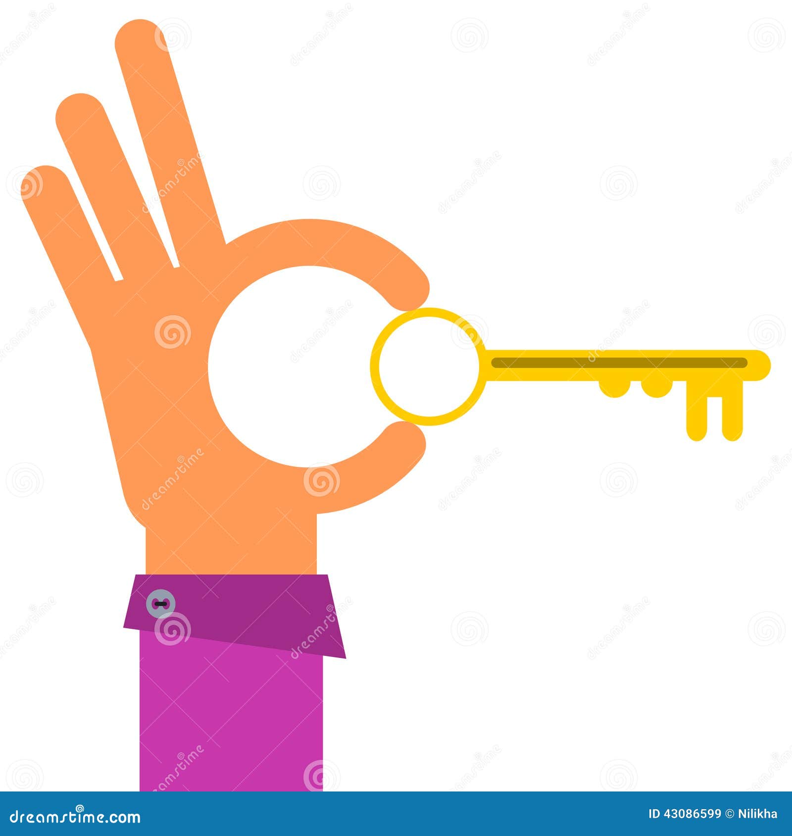 Key with hand stock illustration. Illustration of successful - 43086599
