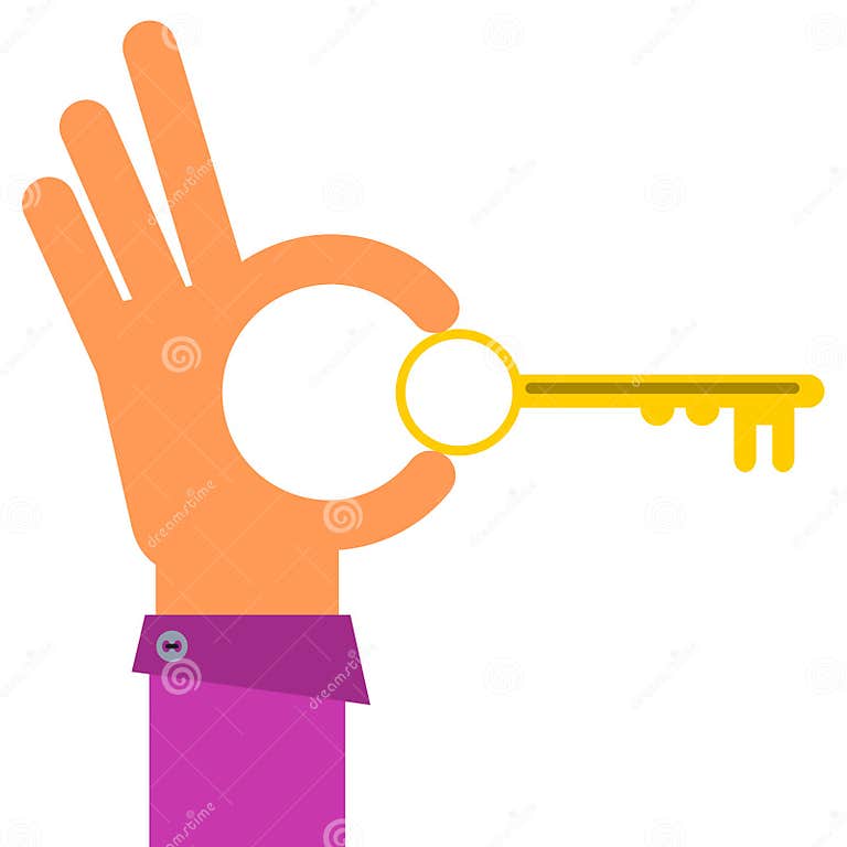 Key with hand stock illustration. Illustration of successful - 43086599