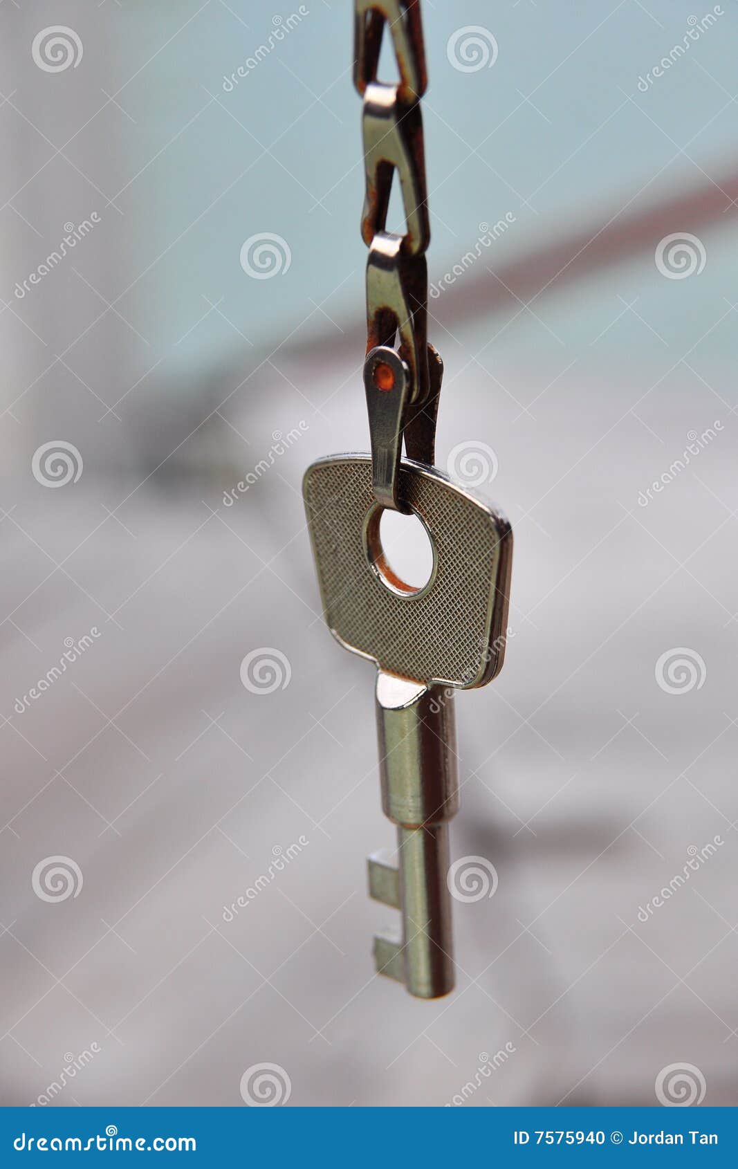 Key hanging on chain stock photo. Image of unlock, security - 7575940