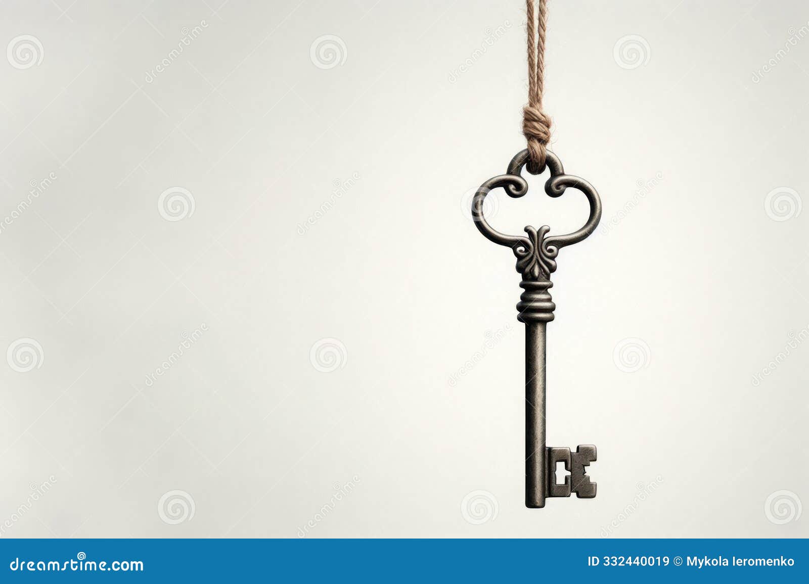 A Key Hanging on a Rope. Space for Text. Stock Image - Image of hanging ...