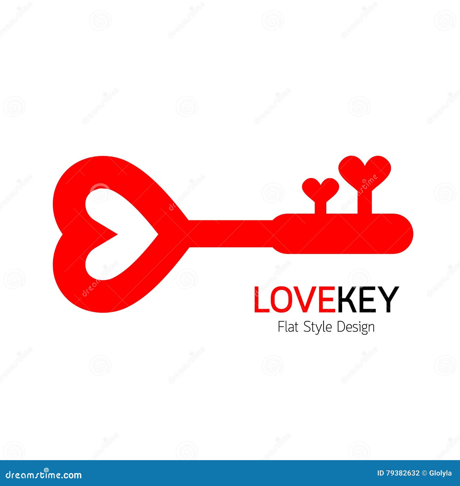 Key of Heart Shape. Flat Style Logo Design. Stock Vector - Illustration ...
