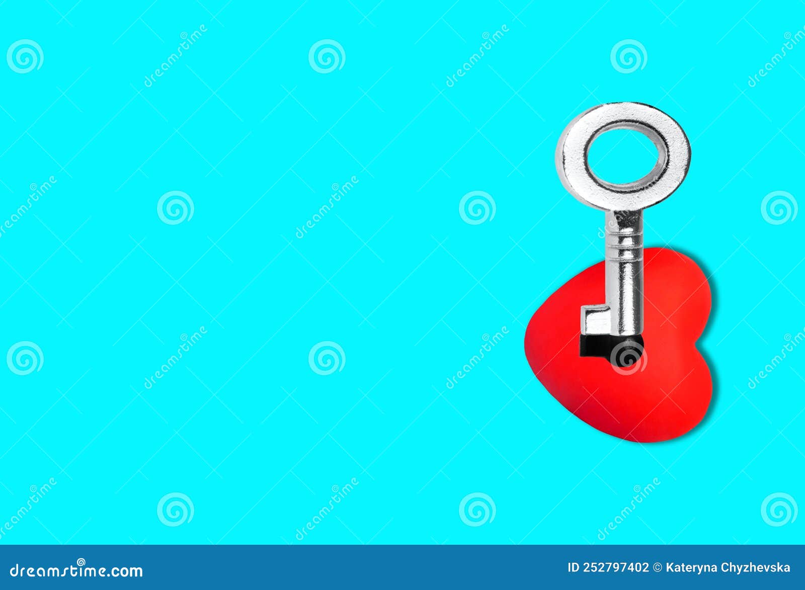 Key and Heart Shape with Keyhole on Blue Stock Photo - Image of romance ...