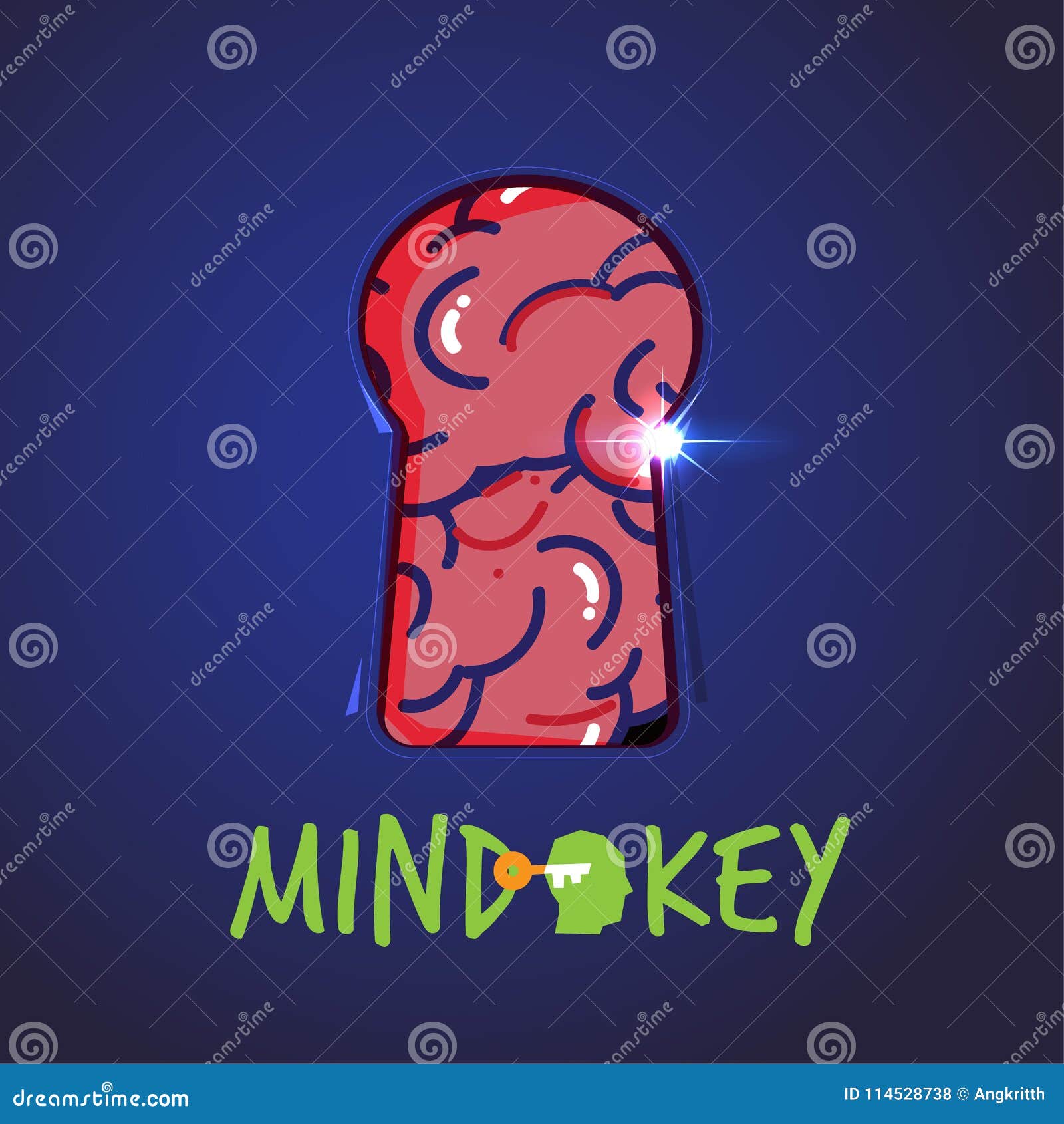 Key Hold Win Human Brain. Mind Key Concept - Vector Stock Illustration ...
