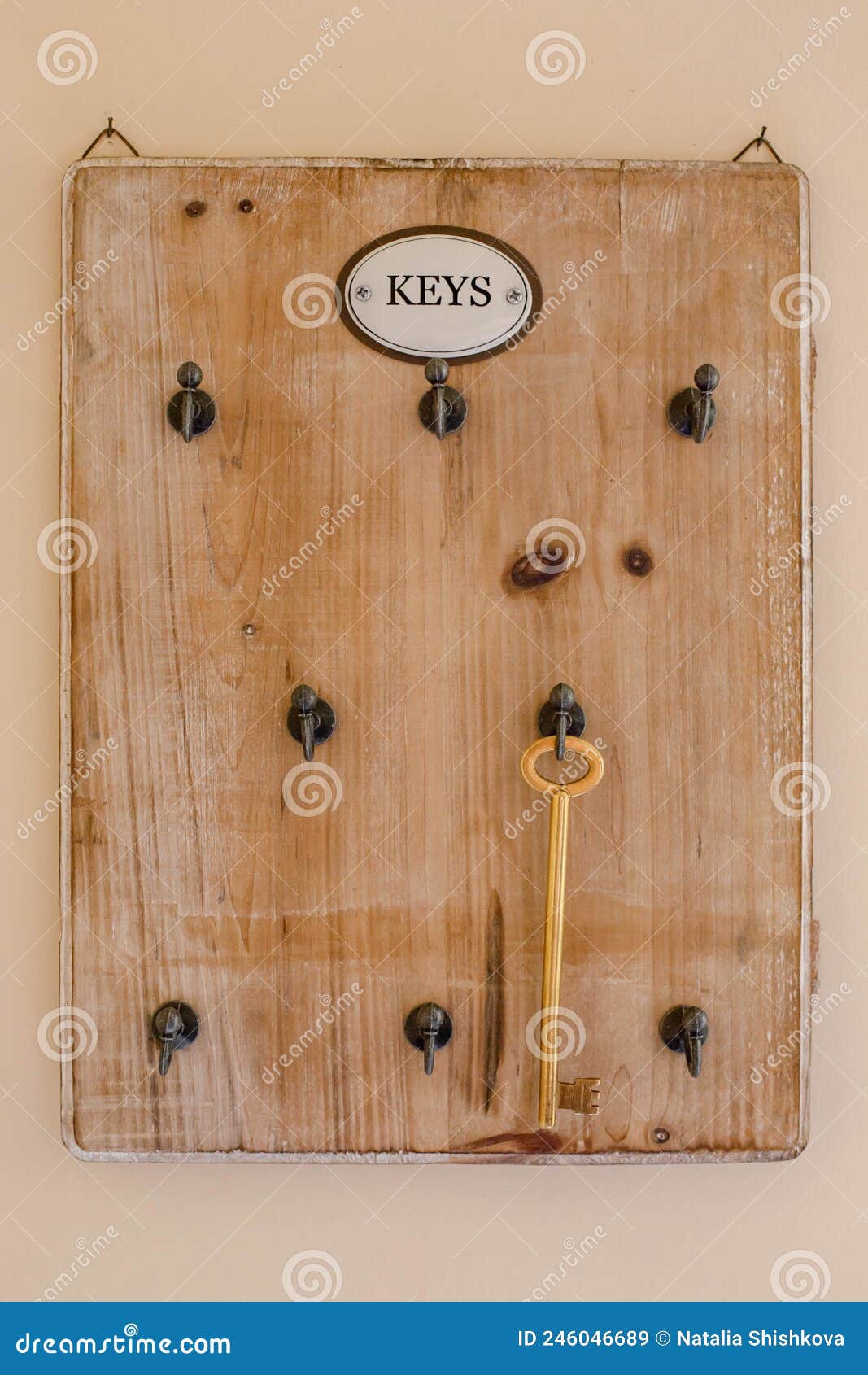 Key Holder in the Form of a Board with Hooks and with a Large Metal ...