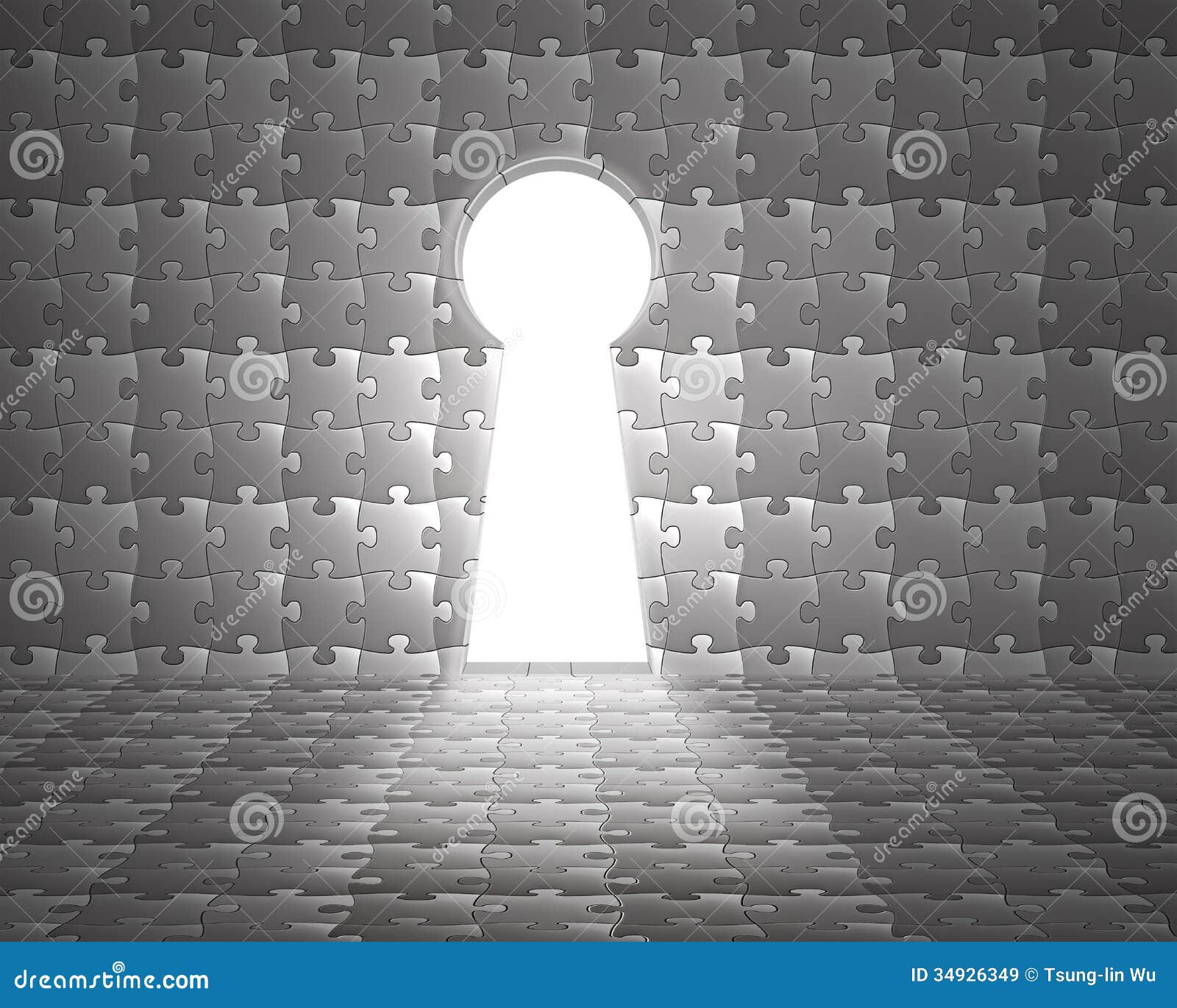 Key Hole Shape Door on Puzzles Wall with Bright Lighting Outside Stock ...