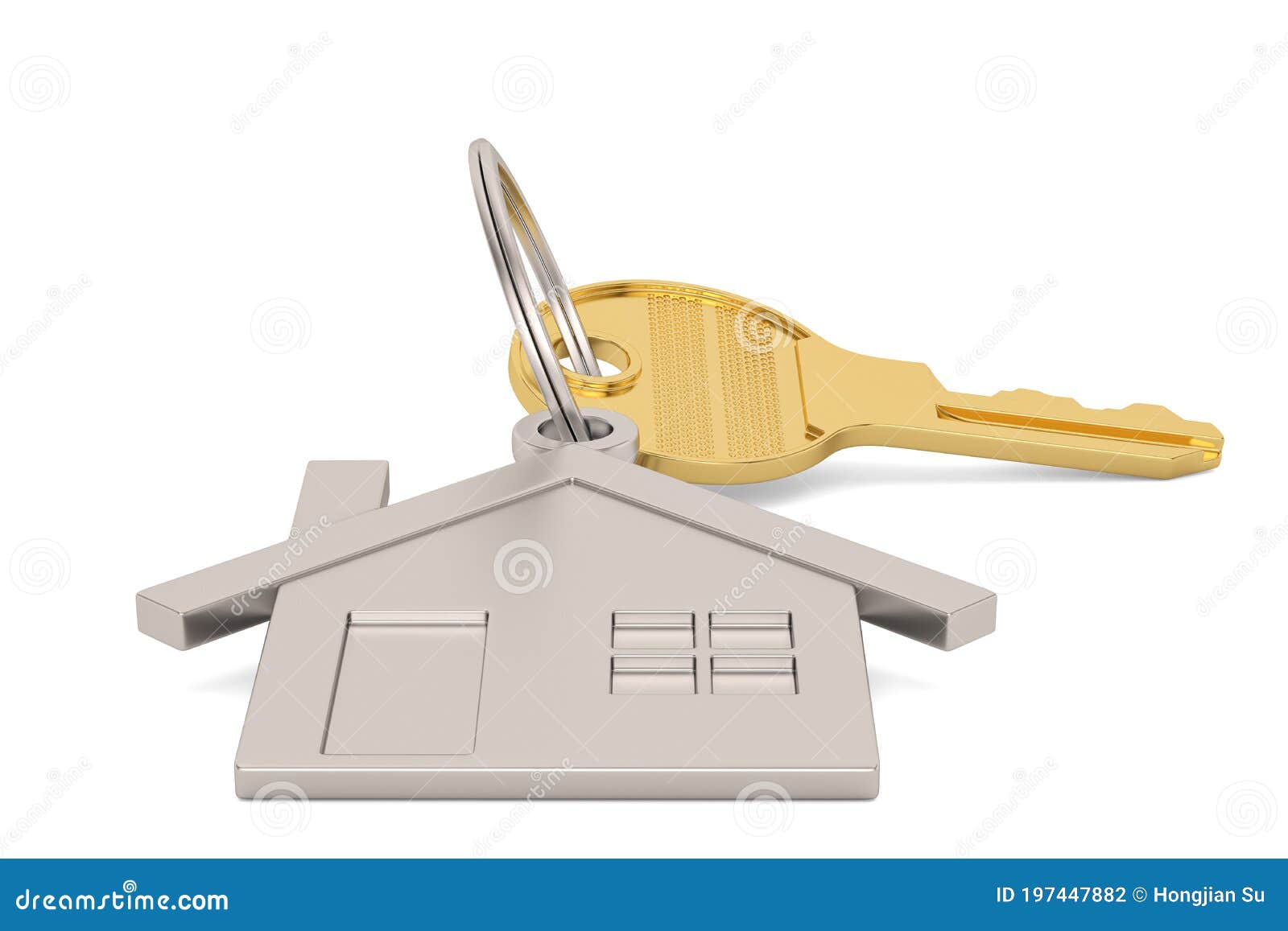A Key with House Isolated on White Background, 3D Render. 3D ...
