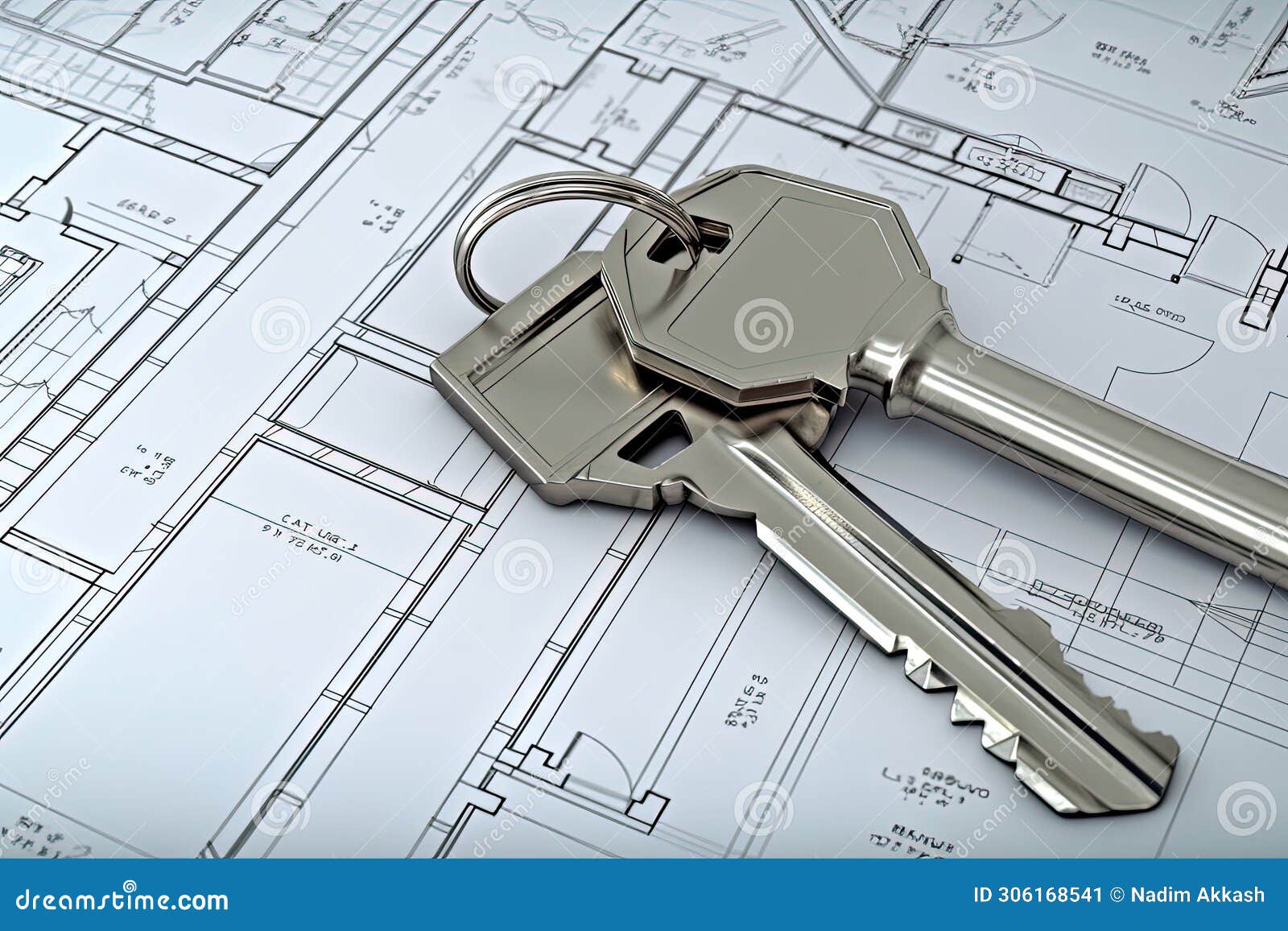 Key on House Plan Blueprint. 3d Generative Ai Stock Illustration ...