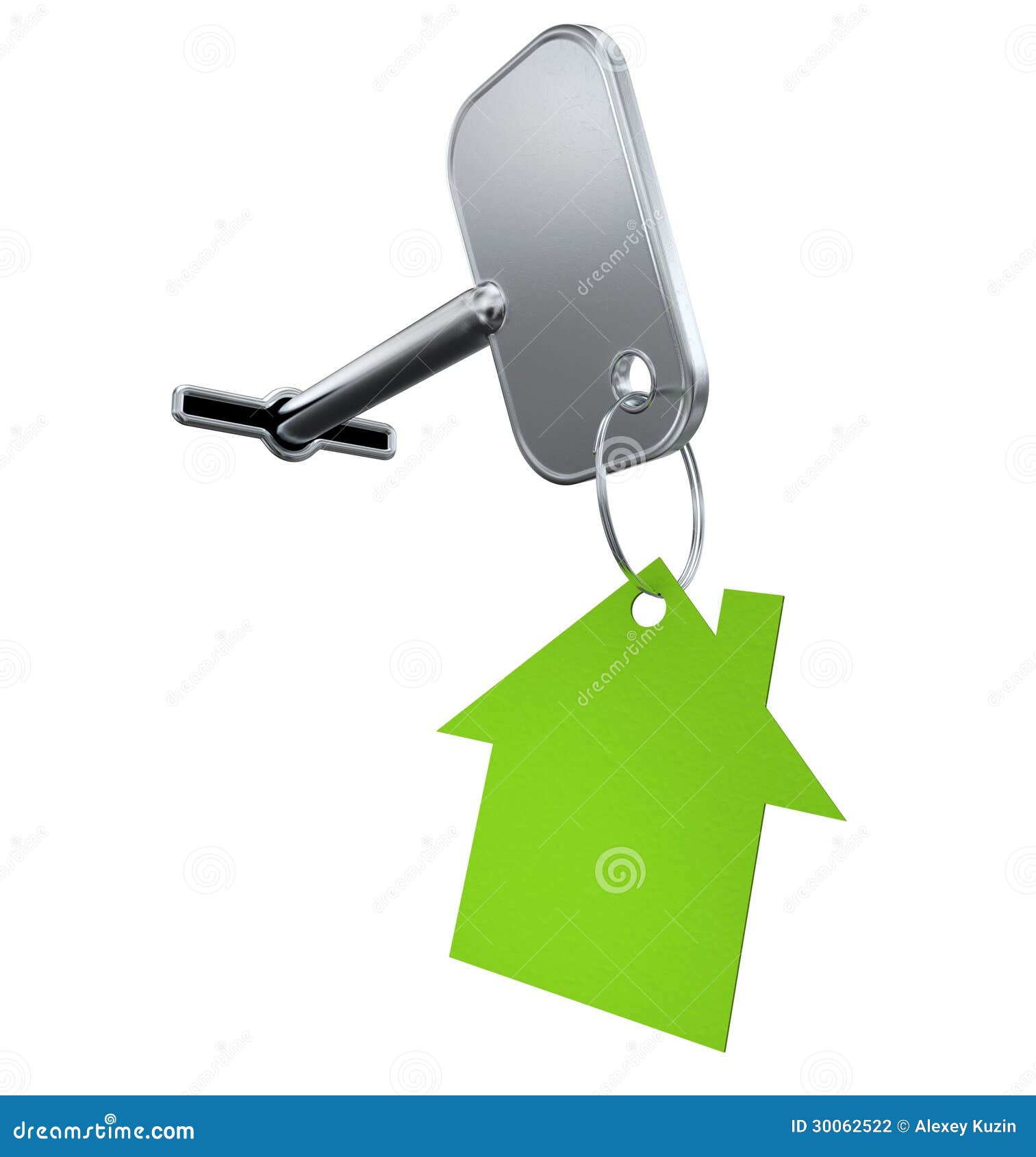 Key with a Green House-shape Label Stock Illustration - Illustration of ...