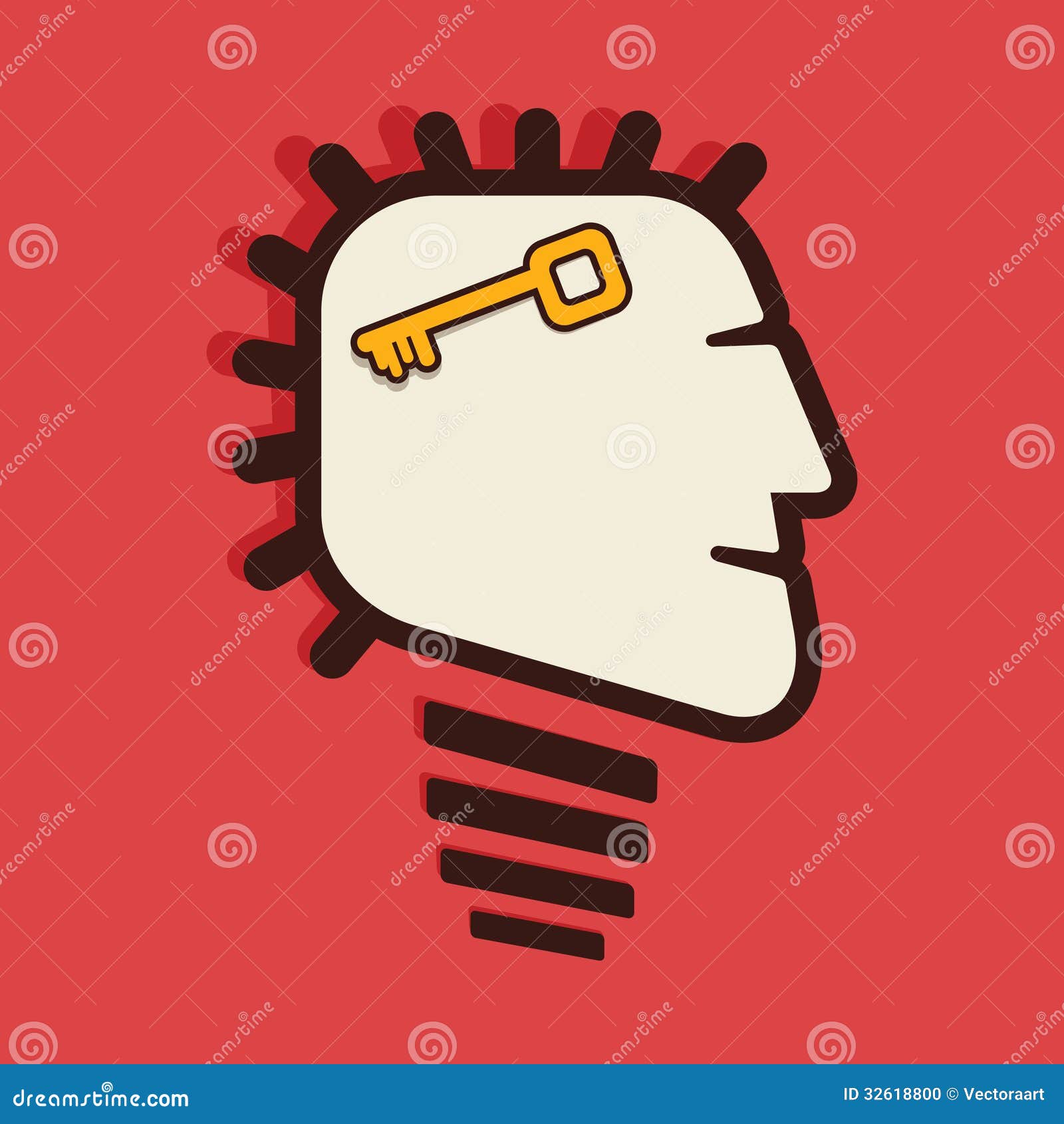 Key in human head stock vector. Illustration of intelligence - 32618800