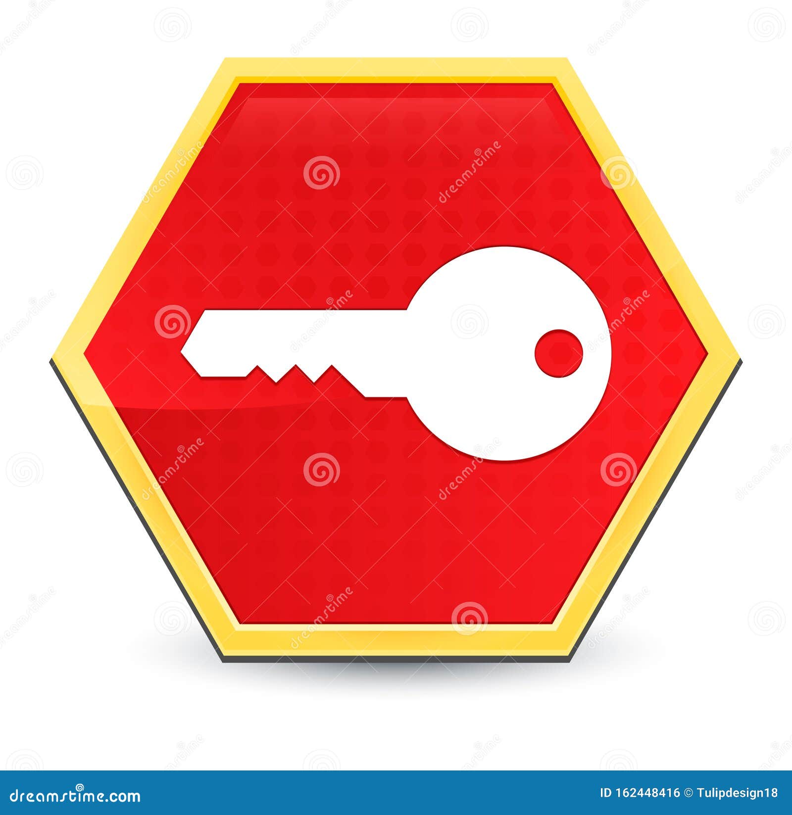 Key Icon Abstract Red Hexagon Button Bright Yellow Frame Elegant Design ...