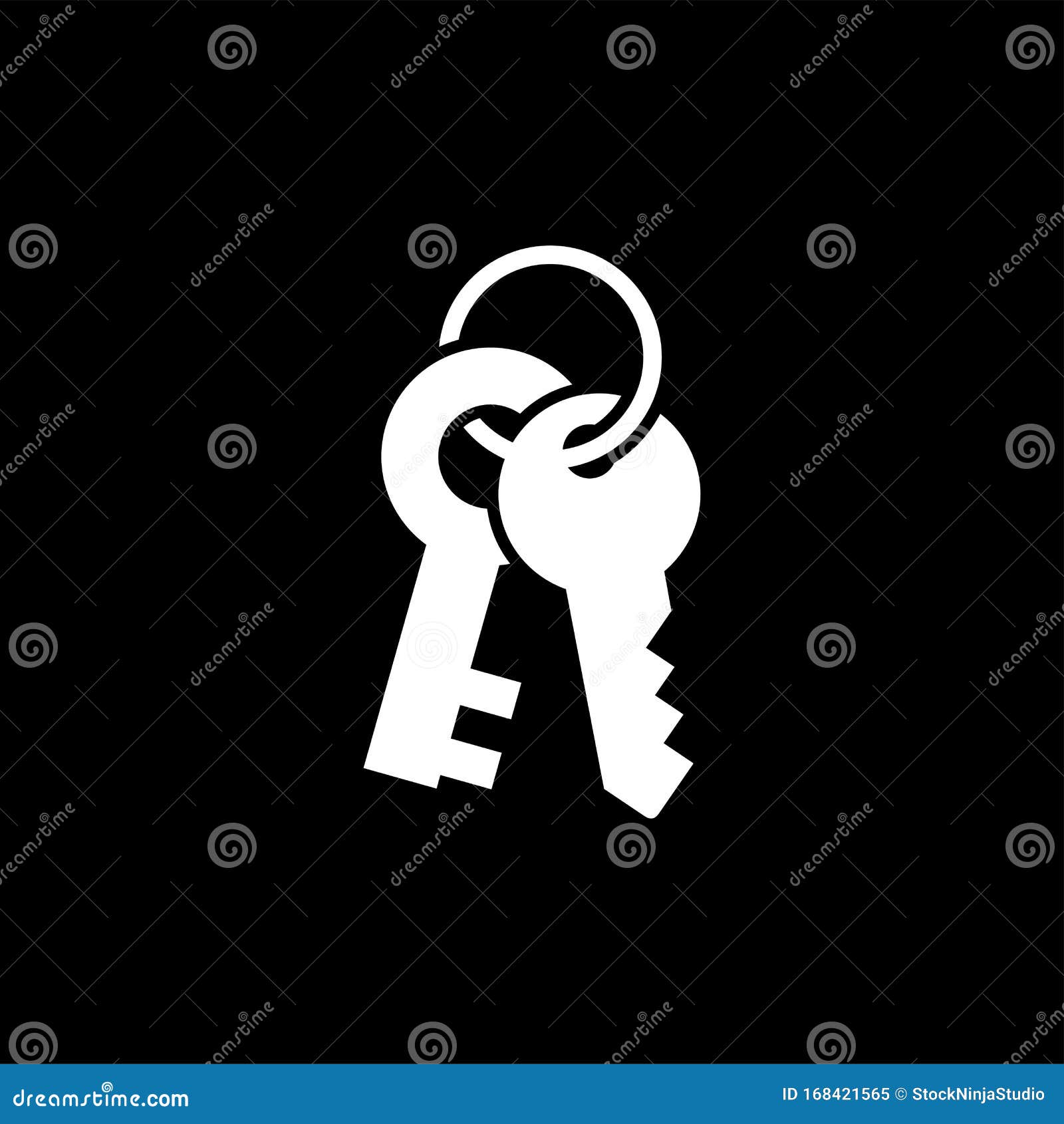 Key Icon on Black Background. Black Flat Style Vector Illustration ...