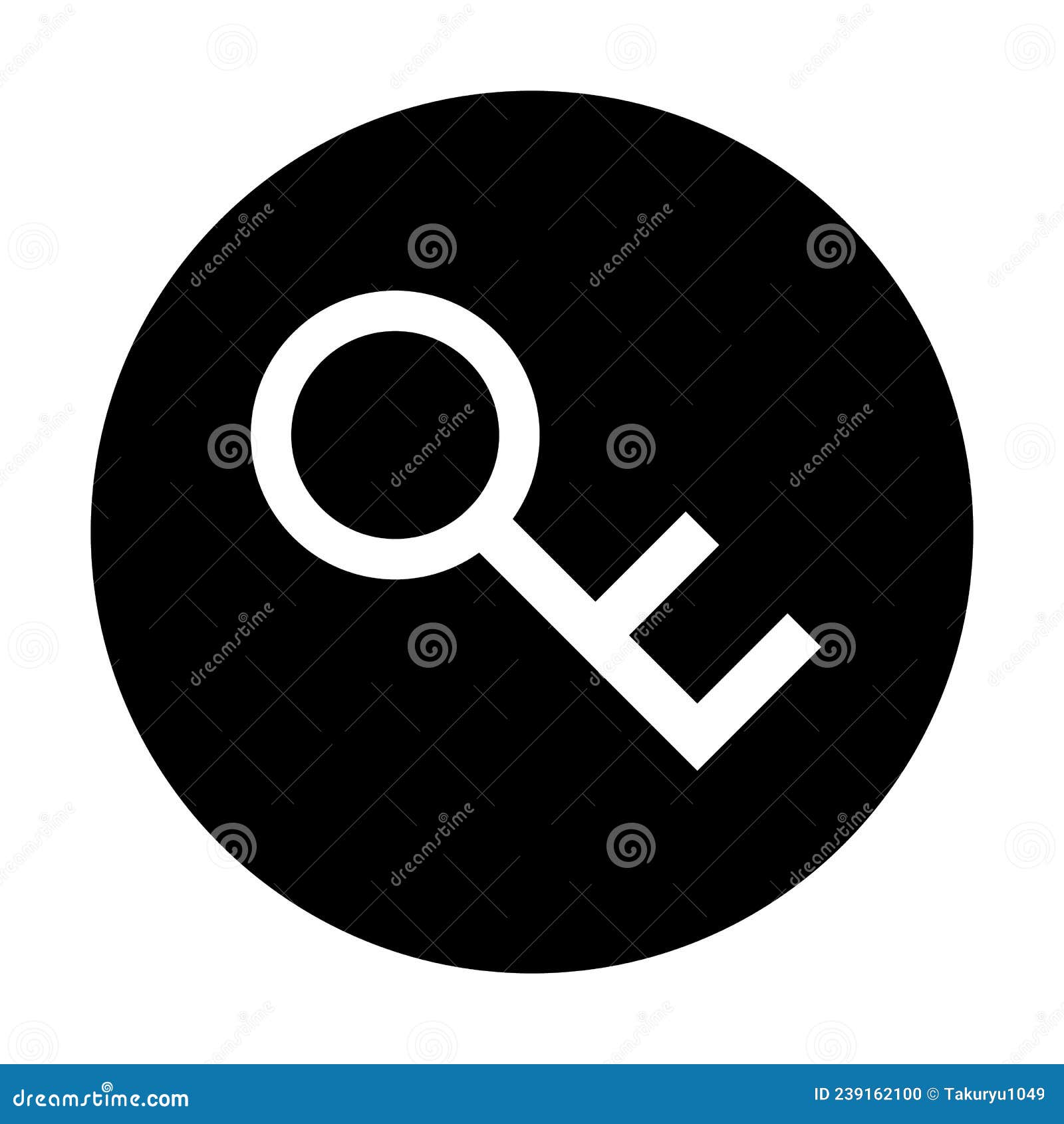Key Icon with Black Circle. Vector. Stock Vector - Illustration of ...