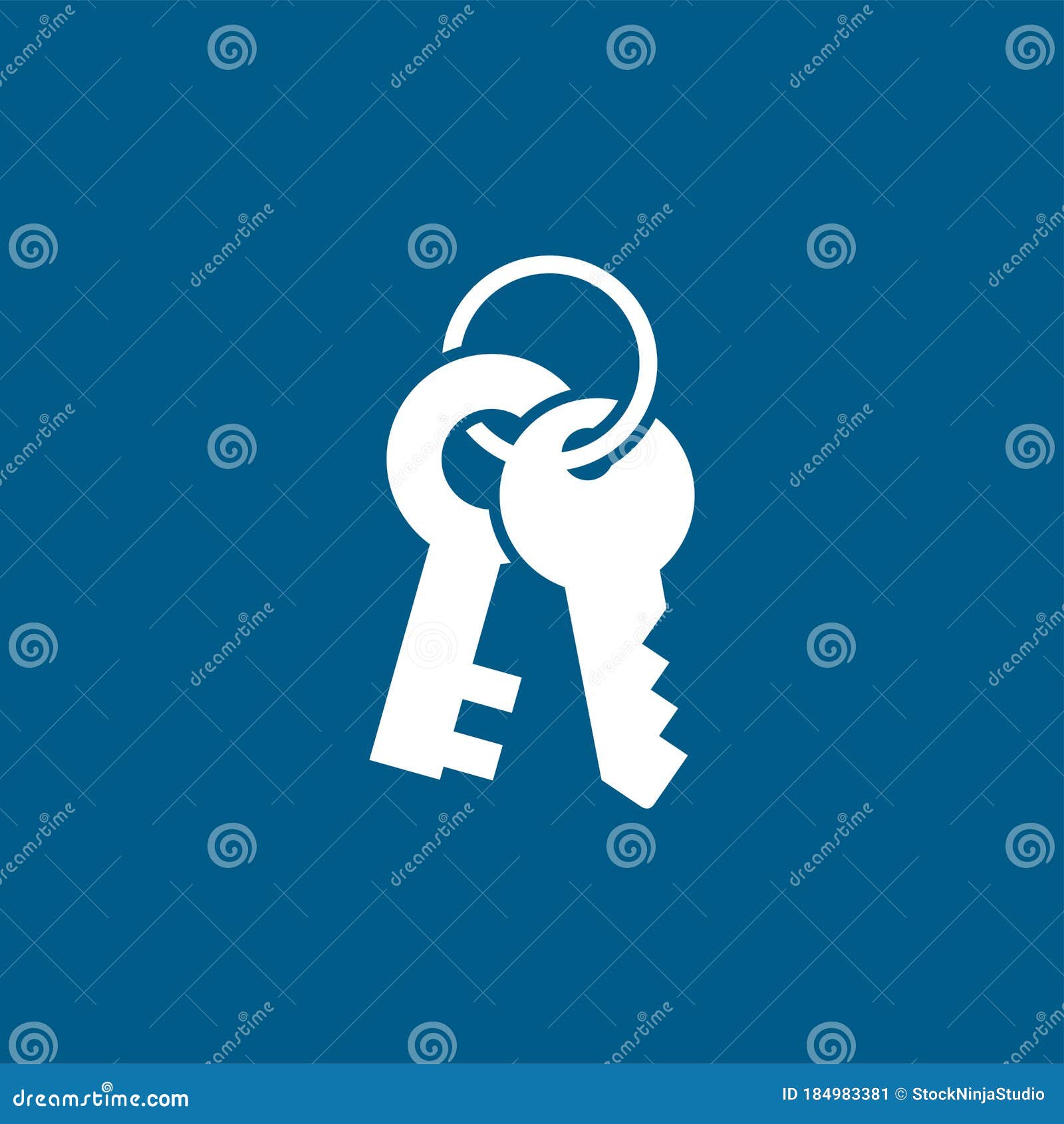 Key Icon on Blue Background. Blue Flat Style Vector Illustration Stock ...