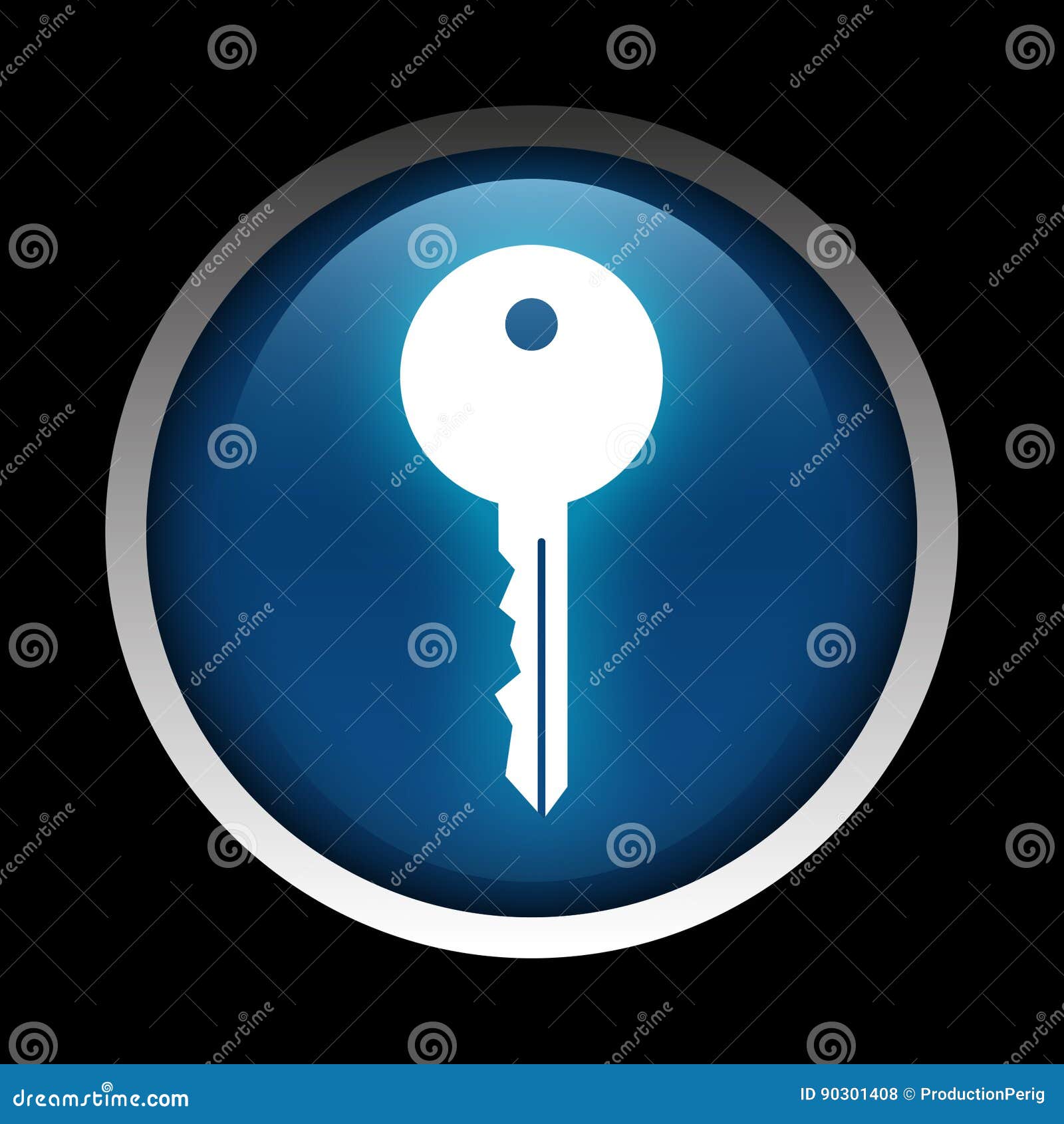 Key Icon on a Circle Isolated on a Black Background Stock Illustration ...