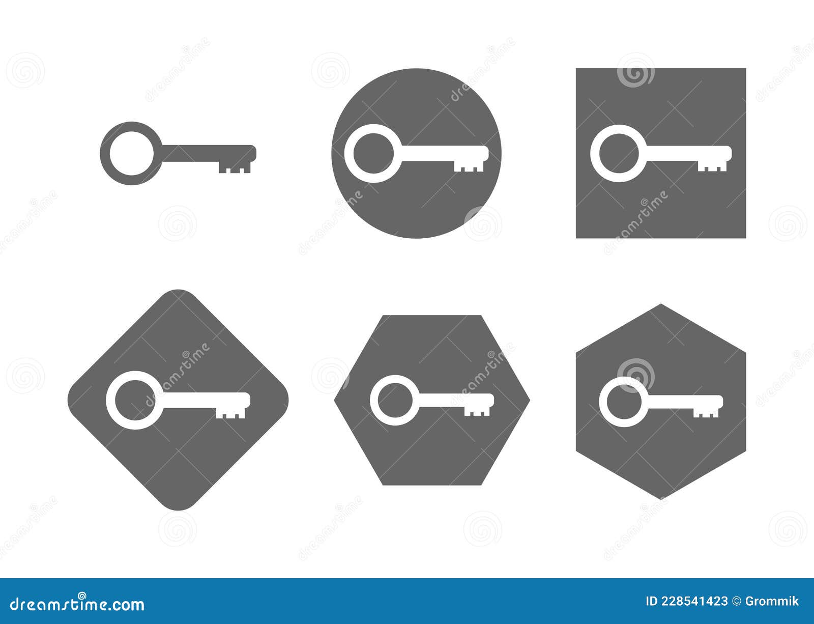 Key Icon. the Key is in a Circle, a Square and a Hexagon Stock Vector ...