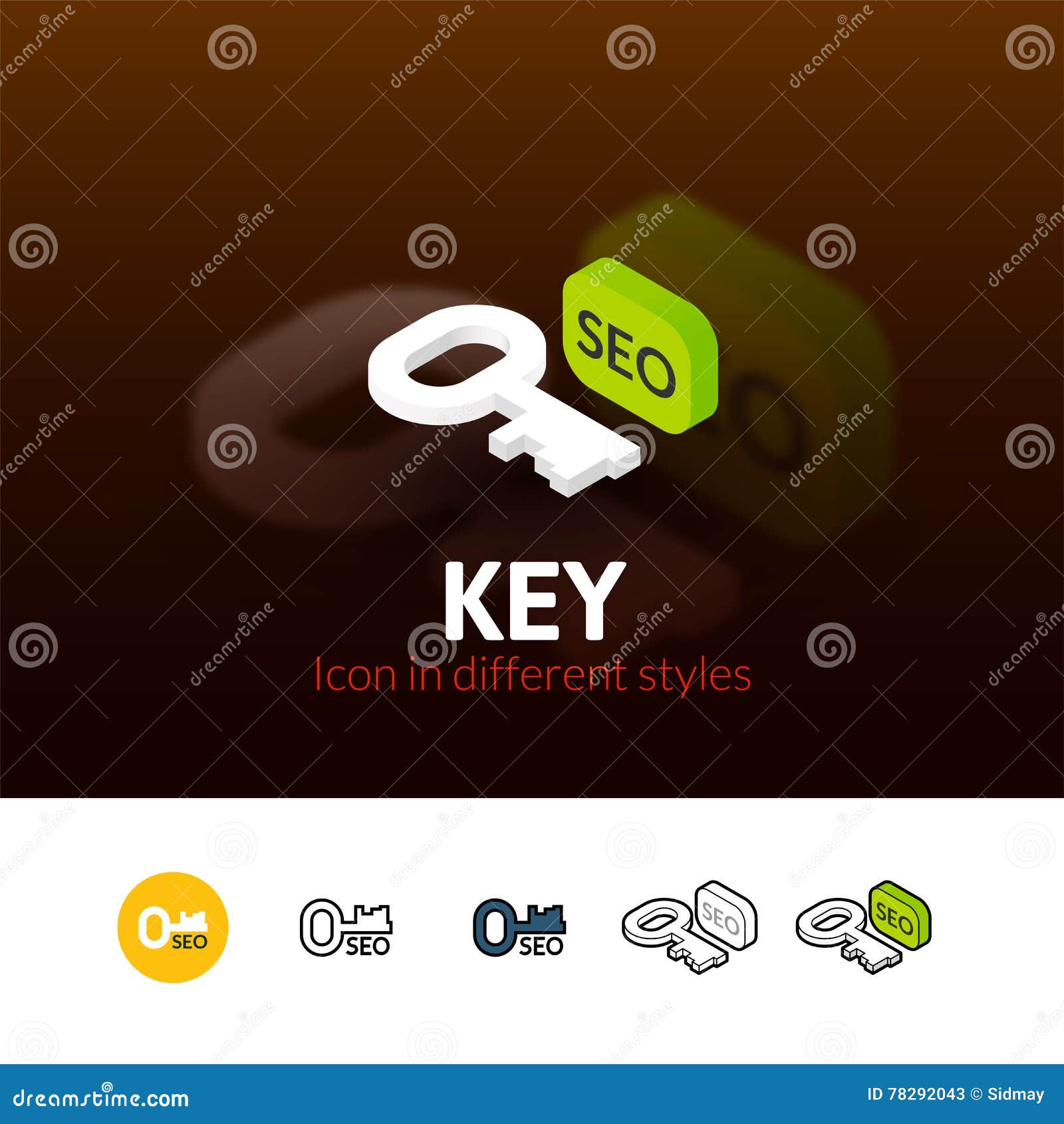 Key Icon in Different Style Stock Vector - Illustration of round ...