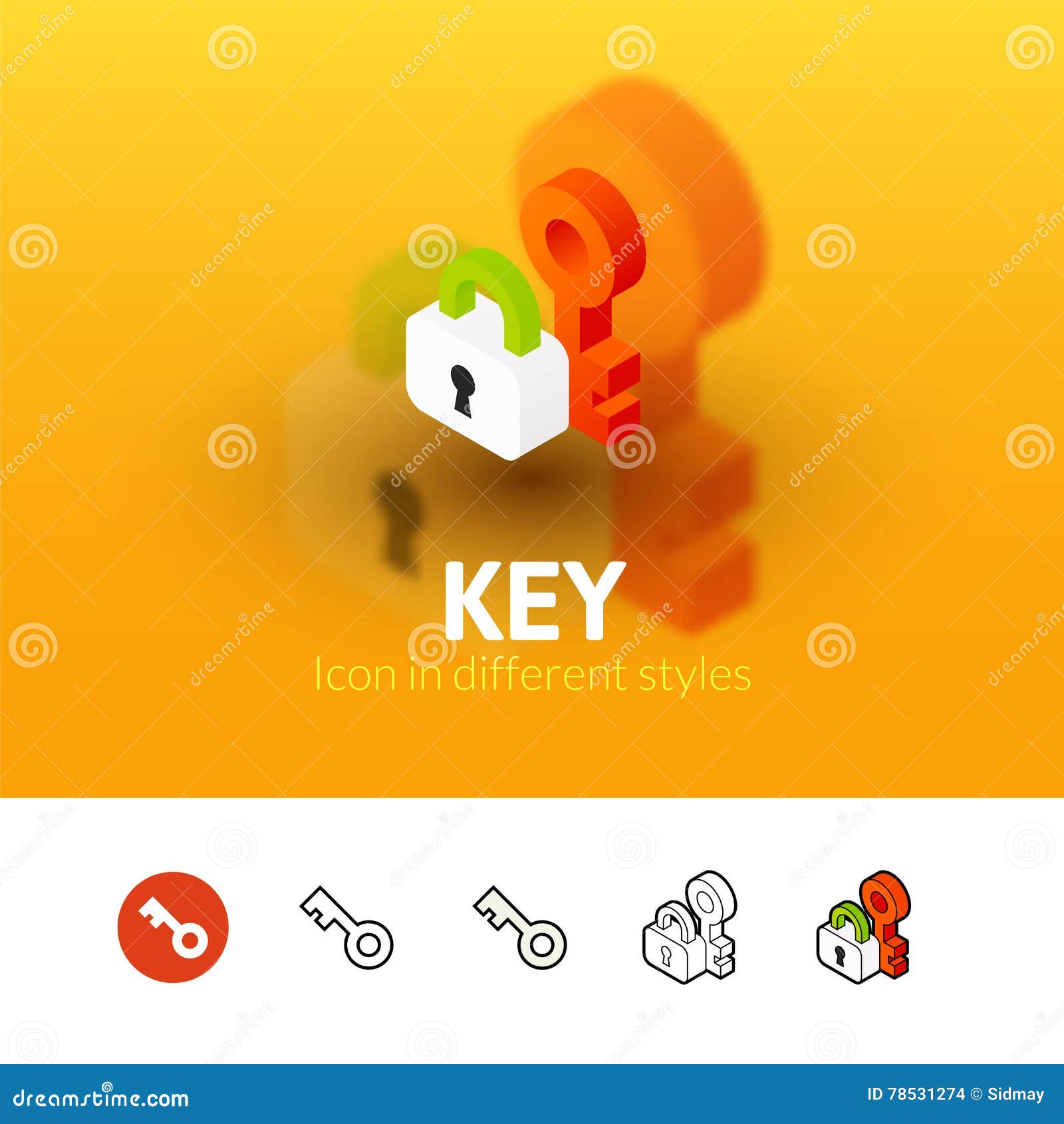 Key Icon in Different Style Stock Vector - Illustration of design ...