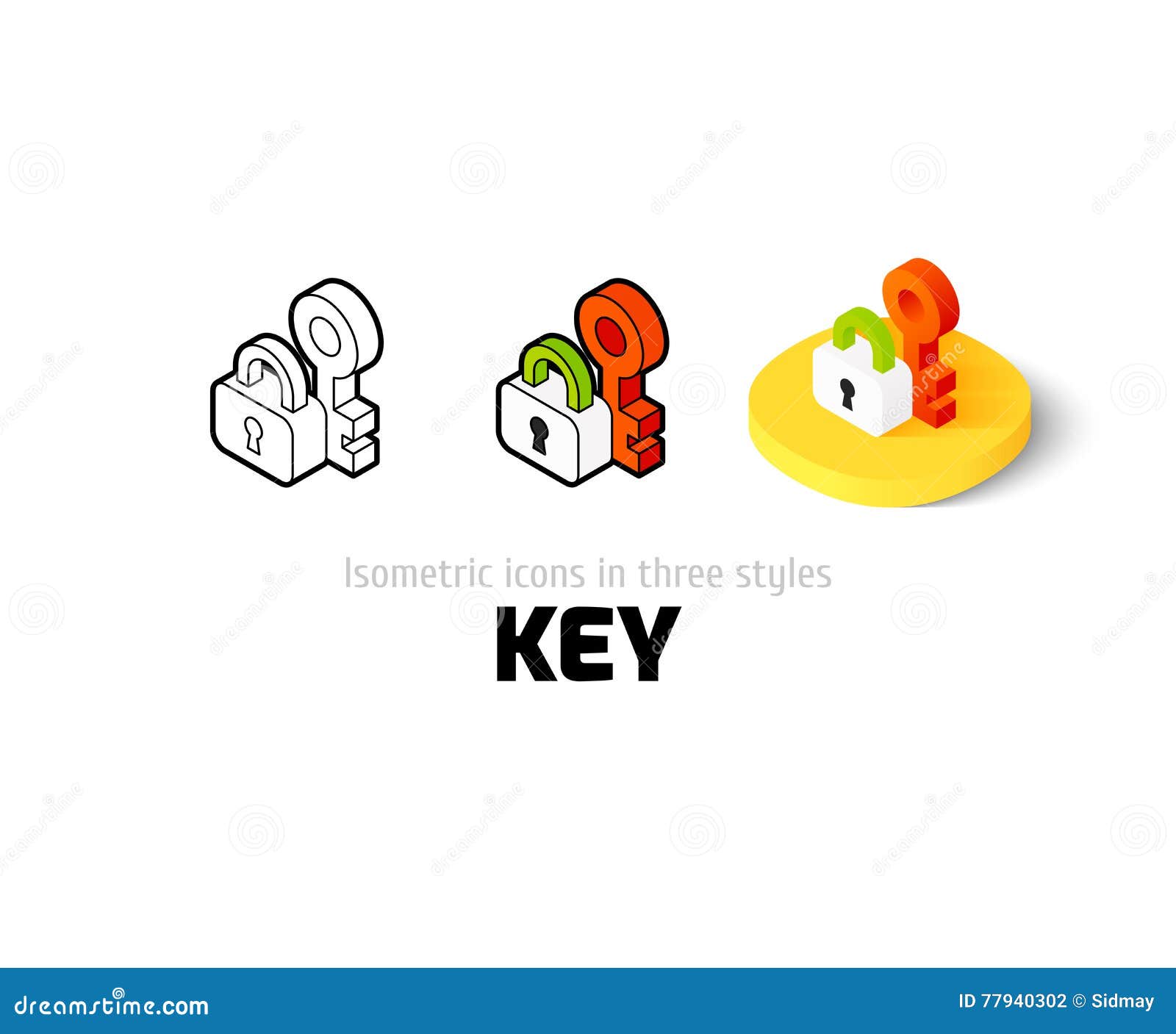 Key Icon in Different Style Stock Vector - Illustration of round ...