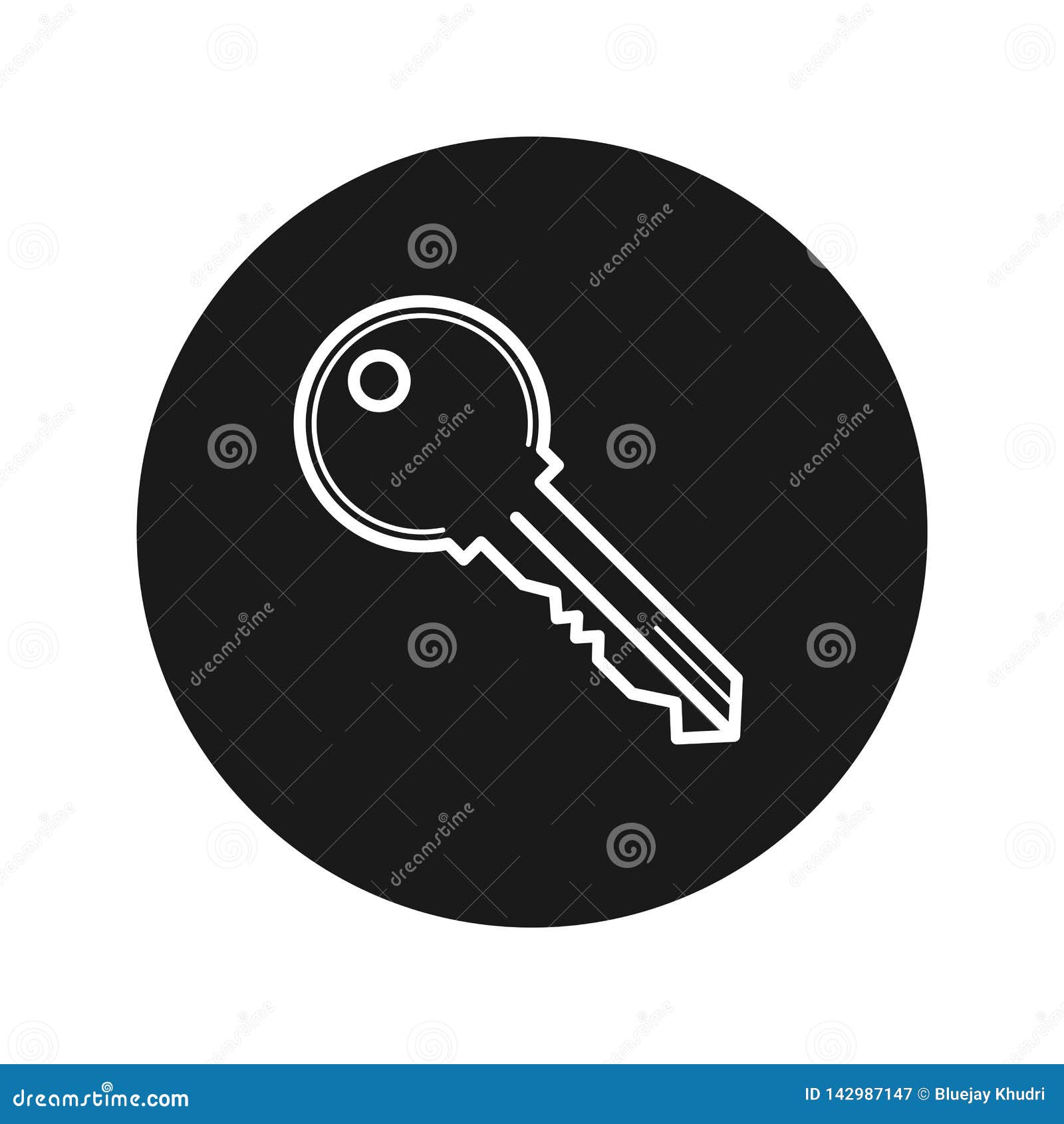 Key Icon Flat Black Round Button Vector Illustration Stock Vector ...