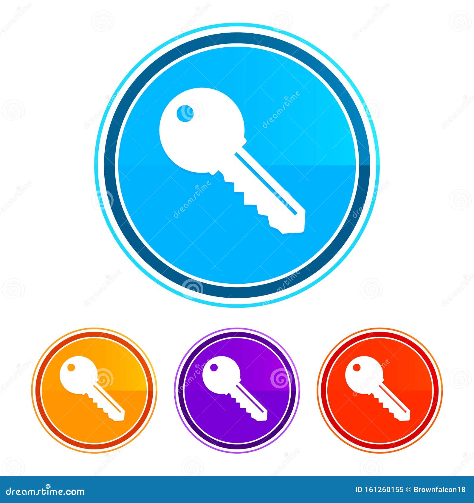 Key Icon Flat Design Round Buttons Set Illustration Design Stock Vector ...