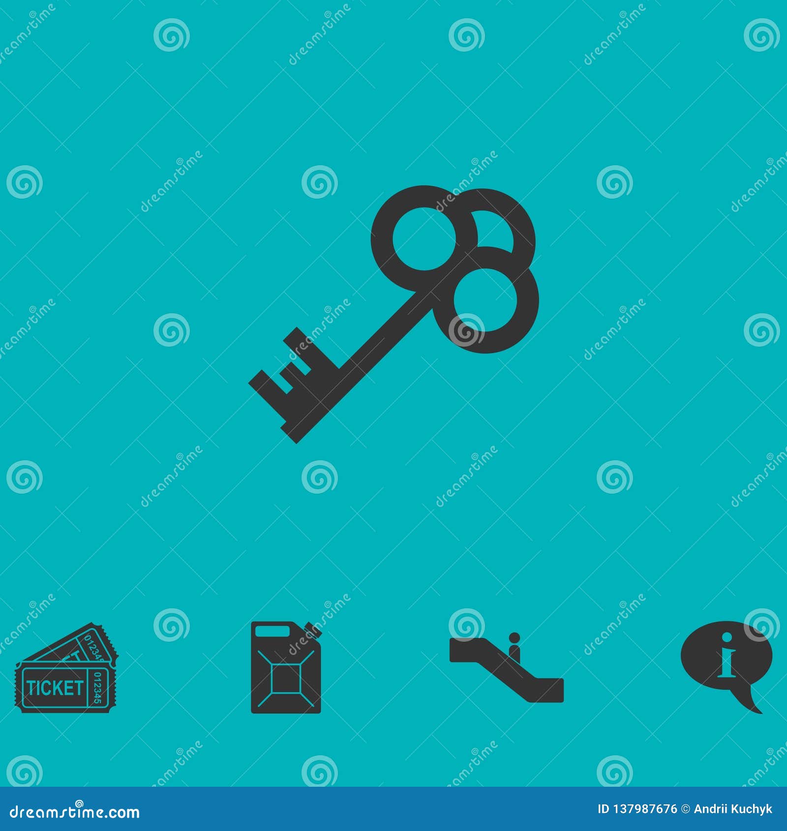 Key icon flat stock illustration. Illustration of private - 137987676