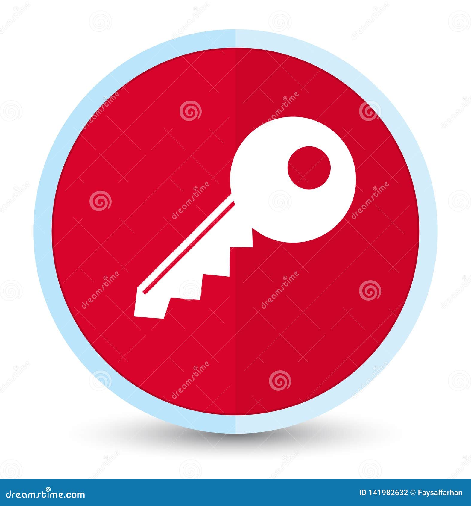 Key Icon Flat Prime Red Round Button Stock Vector - Illustration of ...