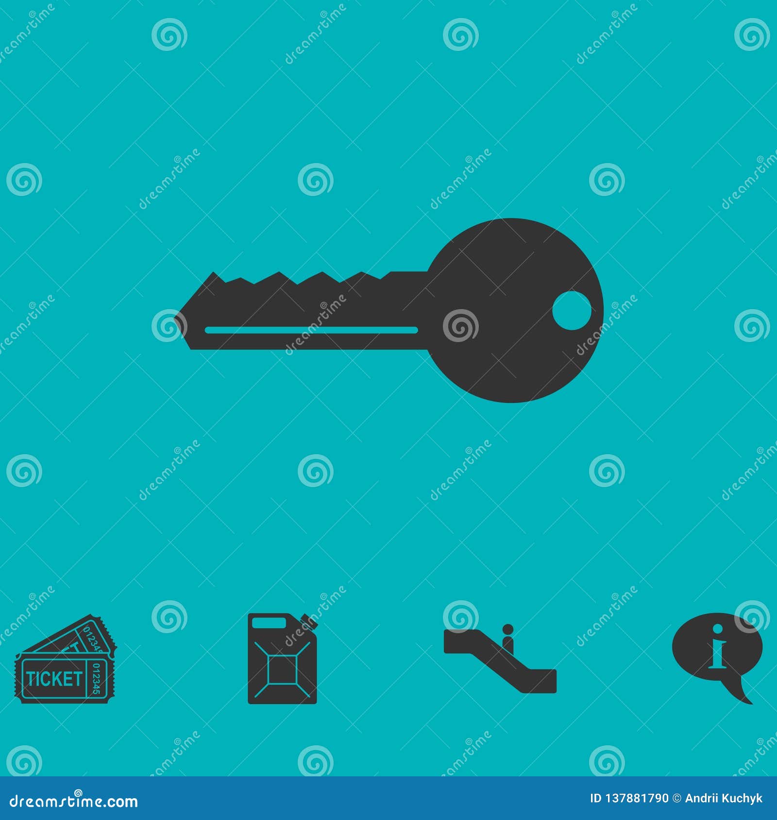 Key icon flat stock vector. Illustration of drawing - 137881790