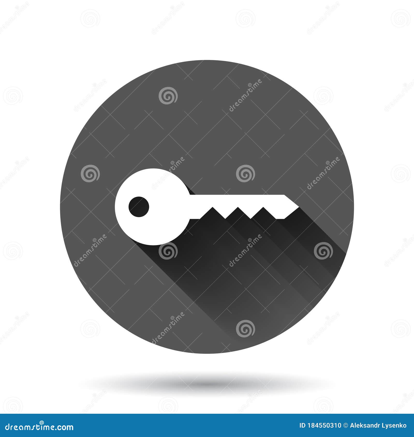 Key Icon in Flat Style. Password Vector Illustration on Black Round ...