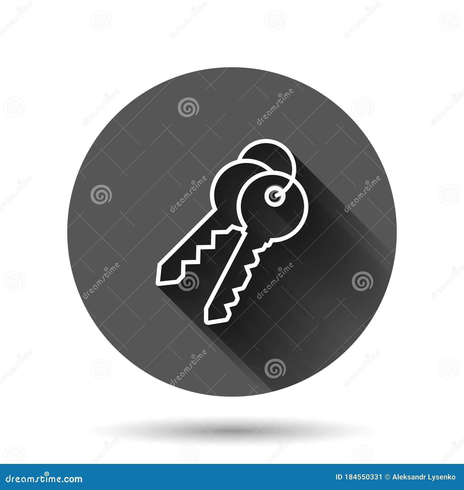 Key Icon in Flat Style. Password Vector Illustration on Black Round ...