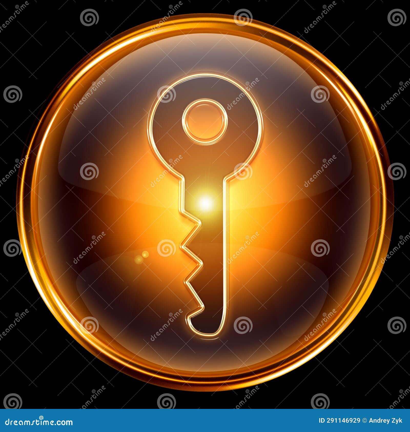 Key Icon Gold, Isolated on Black Stock Illustration - Illustration of ...