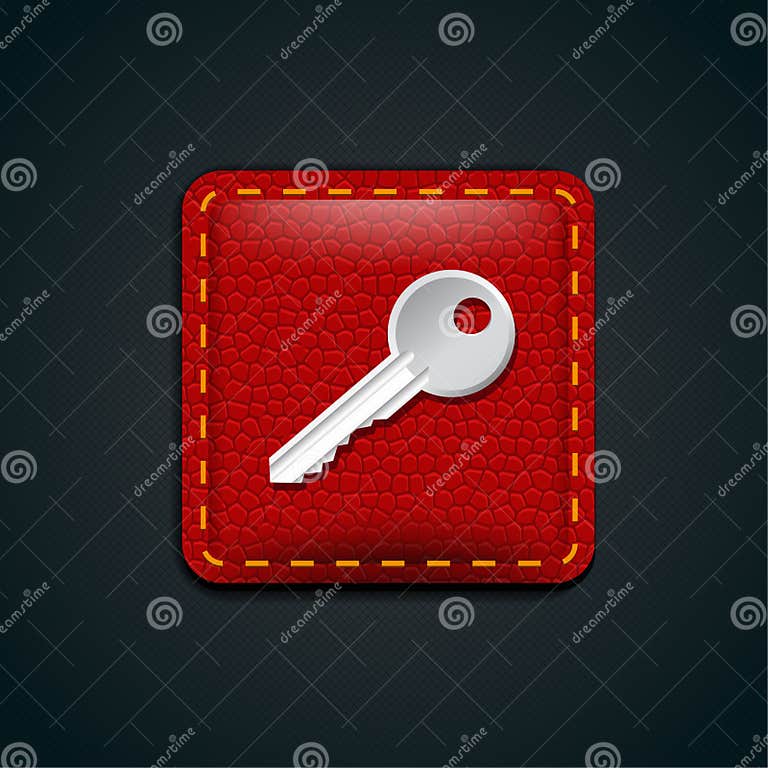 Key icon leather button stock vector. Illustration of real - 28576954