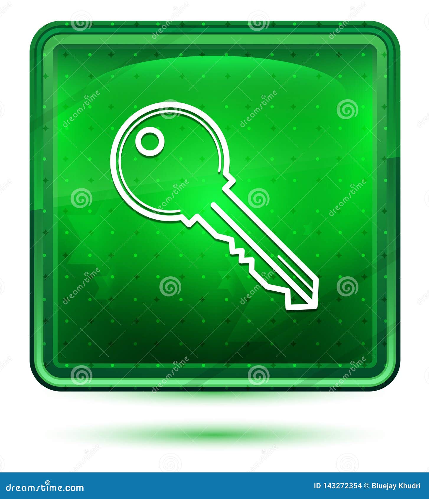 Key Icon Neon Light Green Square Button Stock Illustration ...